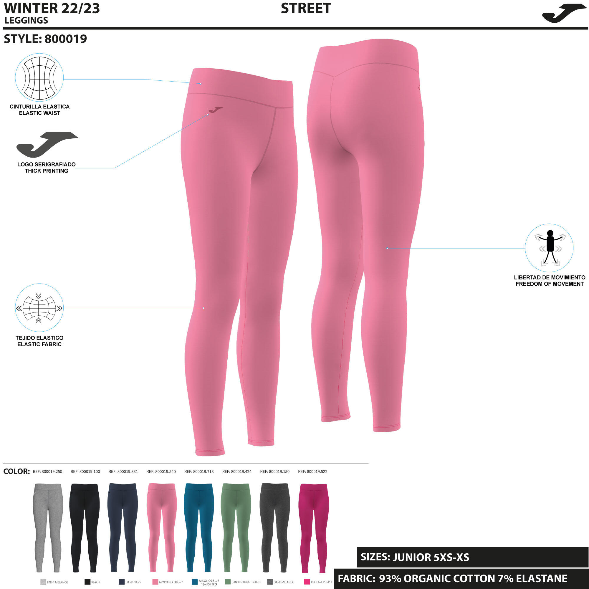 Joma Street Kinder Sportlegging - Lange Panty Roze XS JOMA | Decathlon