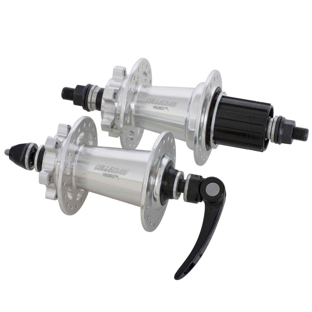 HUB2 Front & Rear Bike Wheel Hub Set - Chrome | Decathlon