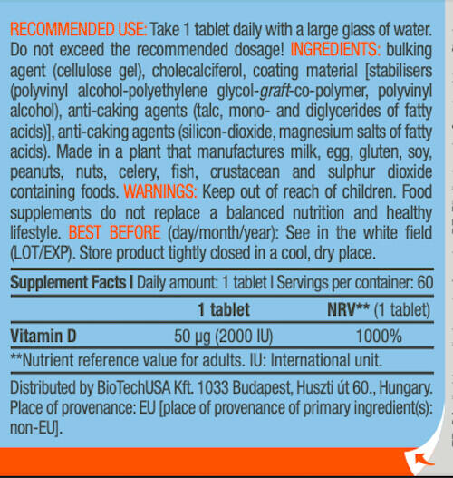 Vitamina D3 - Vitamin D3 2000 UI BIOTECHUSA | Decathlon