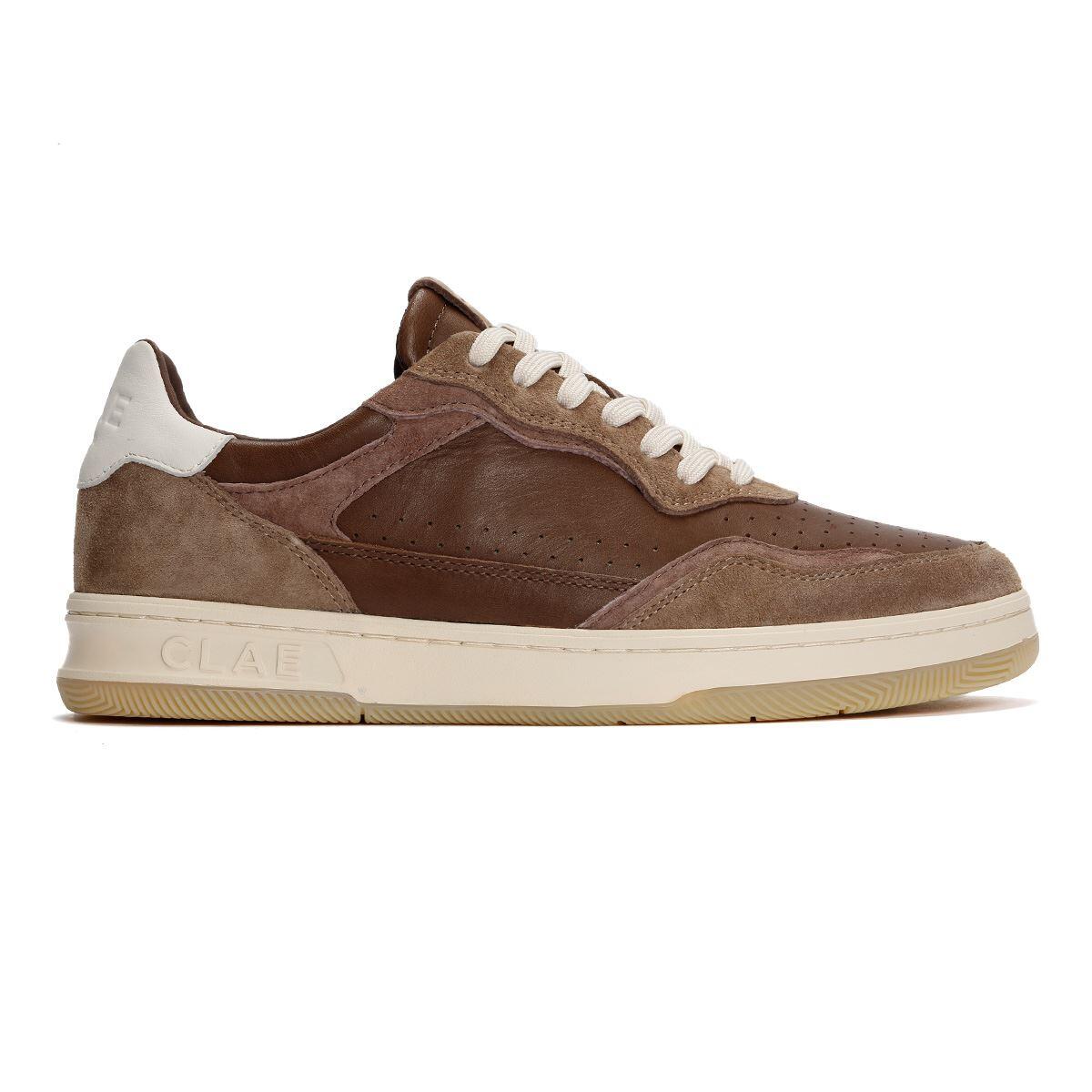 Clae Haywood Leather Men's Portabella Deep Taupe Trainers | Decathlon