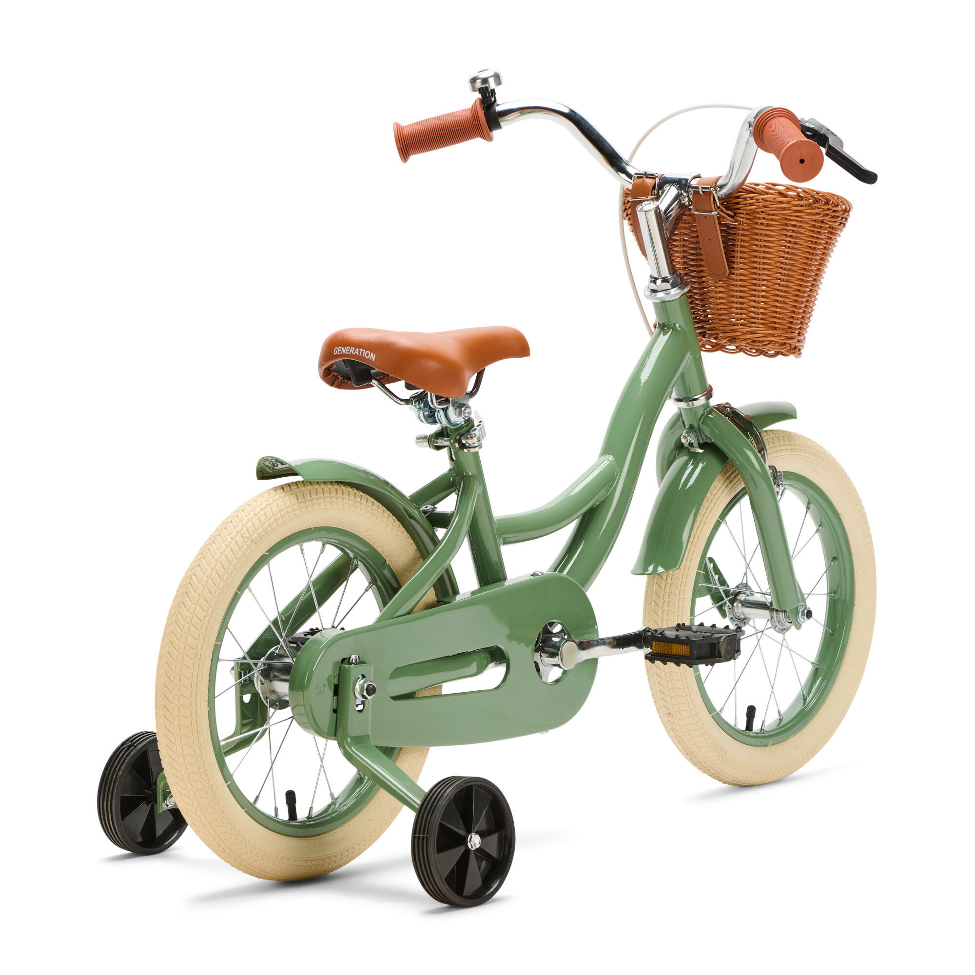 Generation Blanco 14 inch Olijfgroen – Kinderfiets met mandje | Decathlon