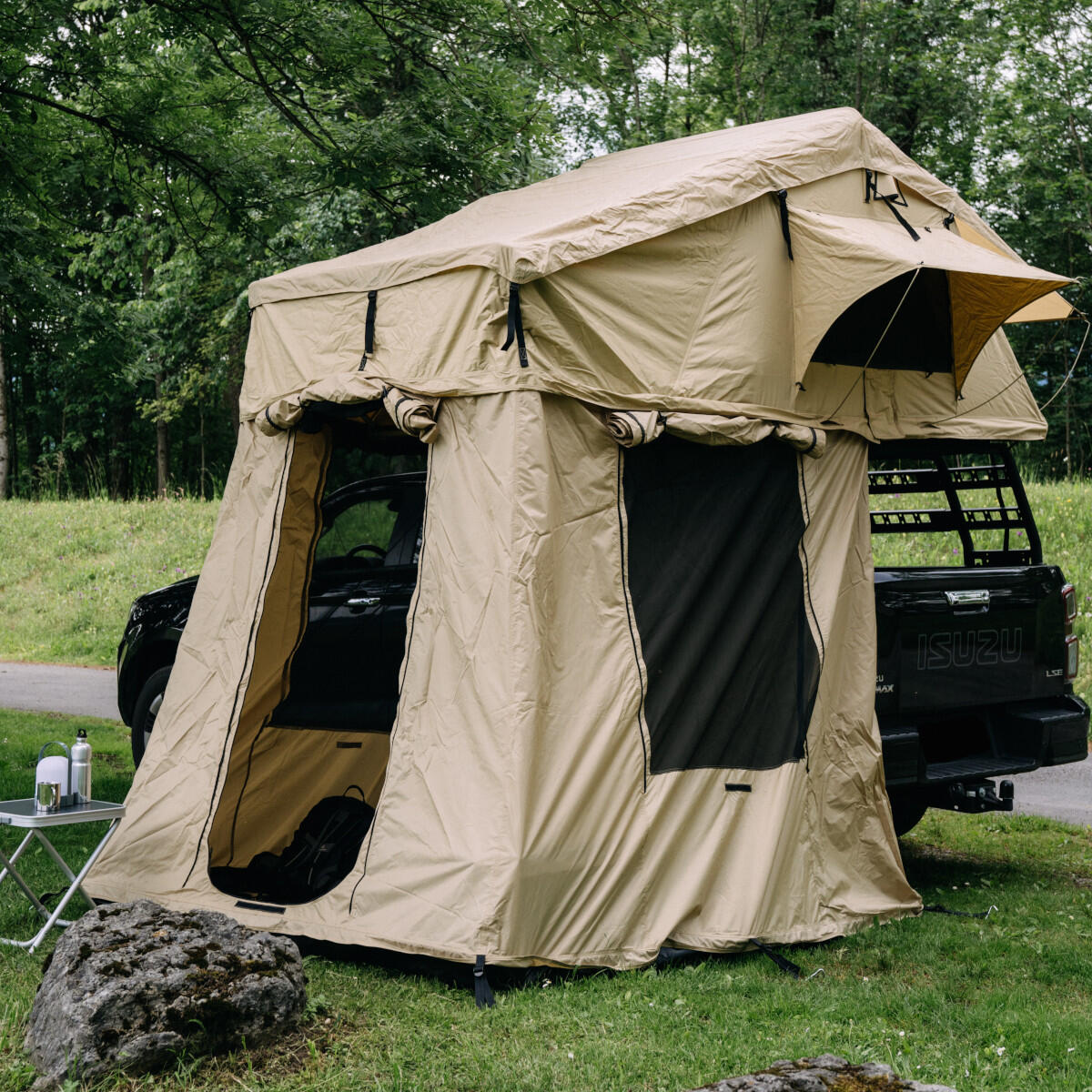 Dachzelt Family - 4 Pers. 160cm - Grün - inkl. Vorzelt, Leiter, PVC ...