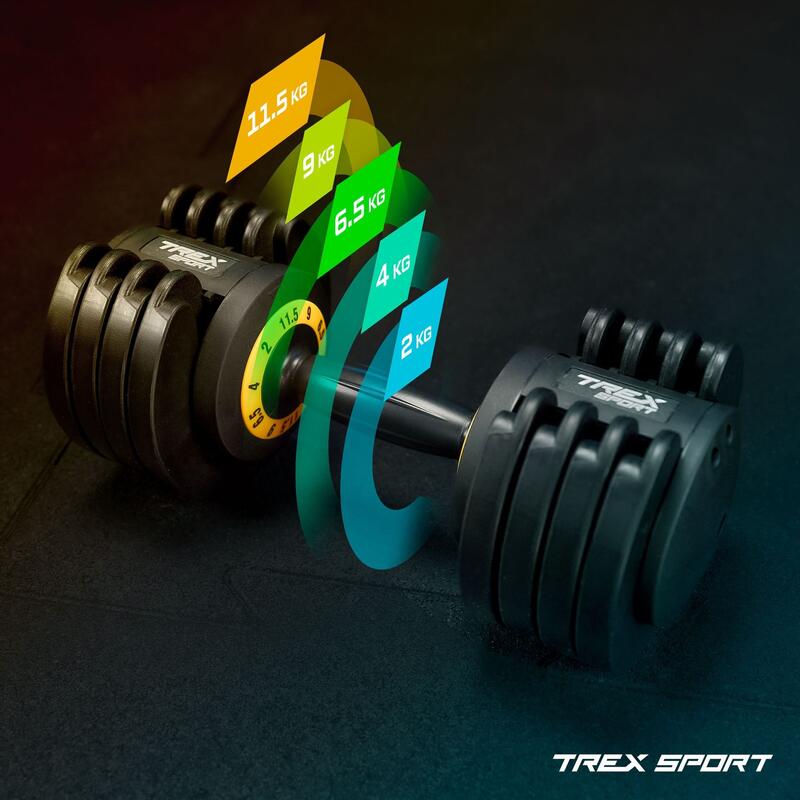 Haltère réglable en fonte Trex Sport 2-11,5 kg système rotatif TREX ...