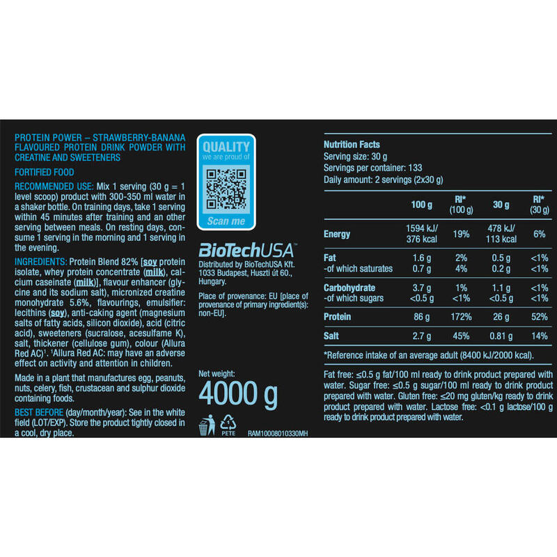 Protein Power - 4000g Vanilla Biotech USA BIOTECHUSA - Decathlon