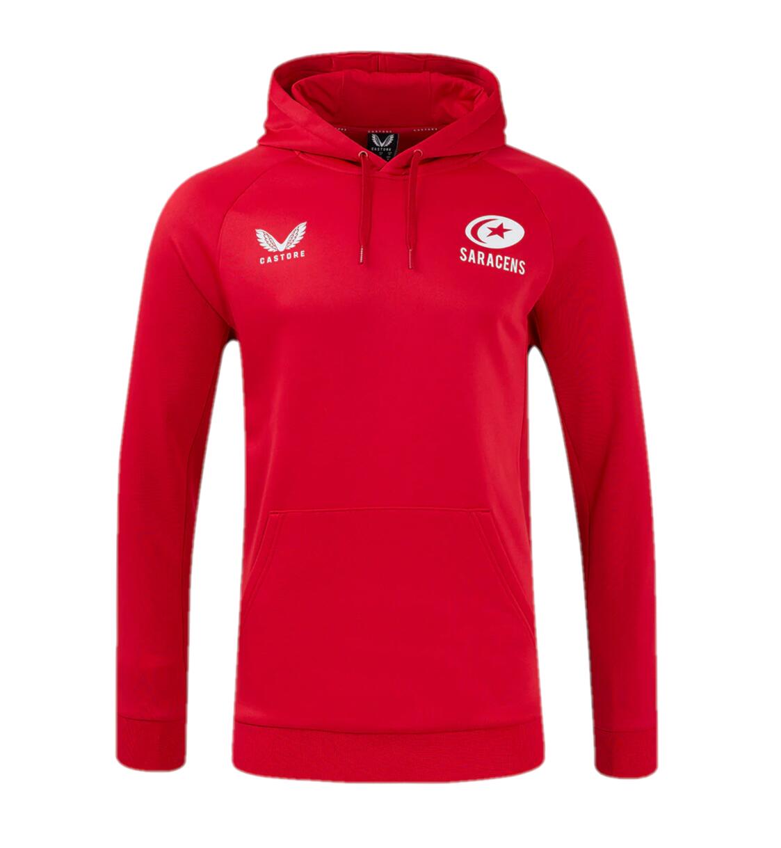 Saracens Rugby Men's Hoodie Castore Pro Players Red Training Top CASTORE | Decathlon