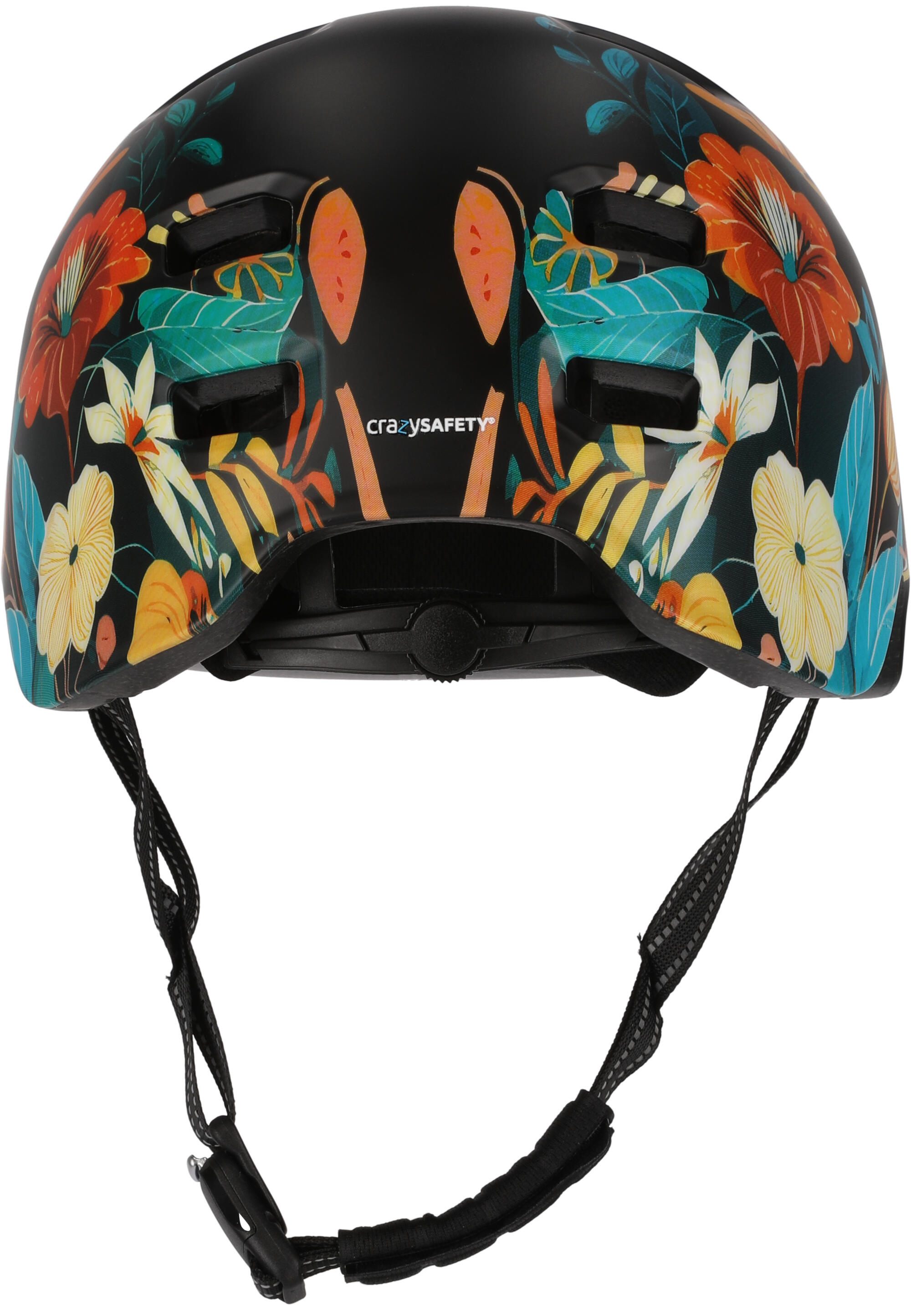 Skater bicycle helmet for teens and adults|Black Flower L (57-61cm)| EN1078 CRAZY SAFETY | Decathlon