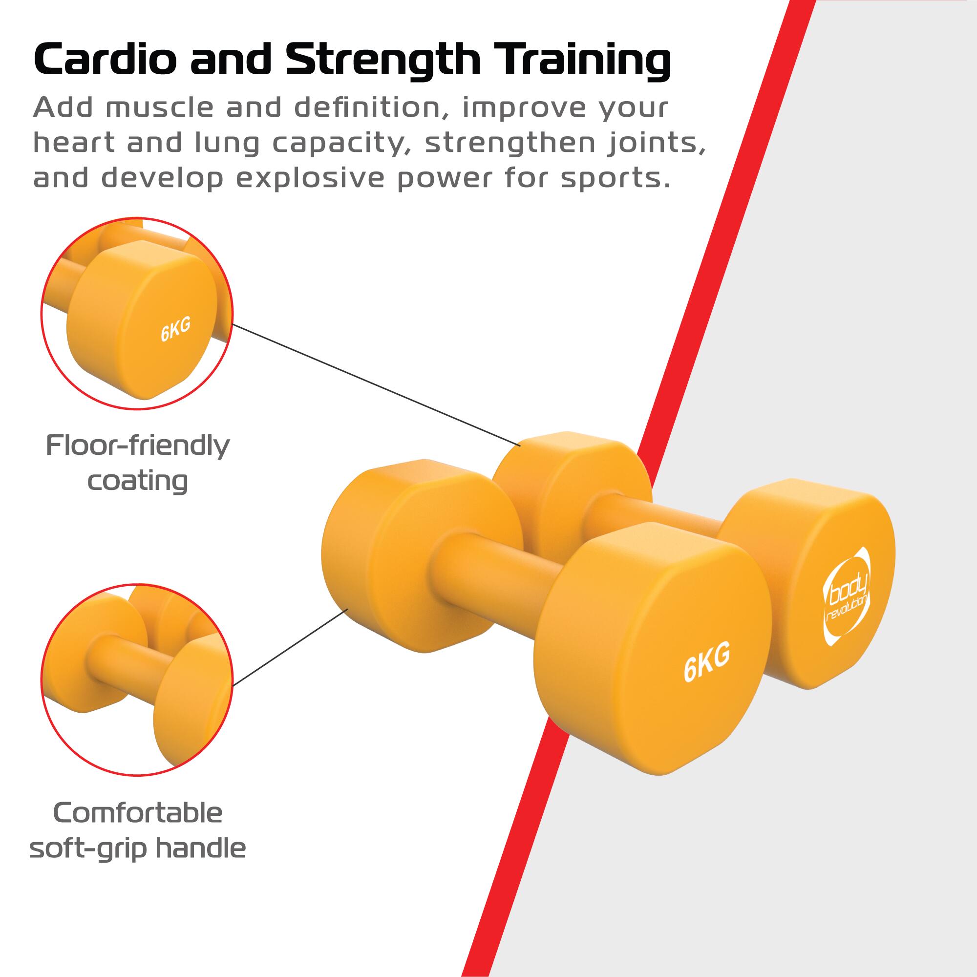 6kg Neoprene Dumbbells - Perfect for Cardio and Strength Training BODY ...
