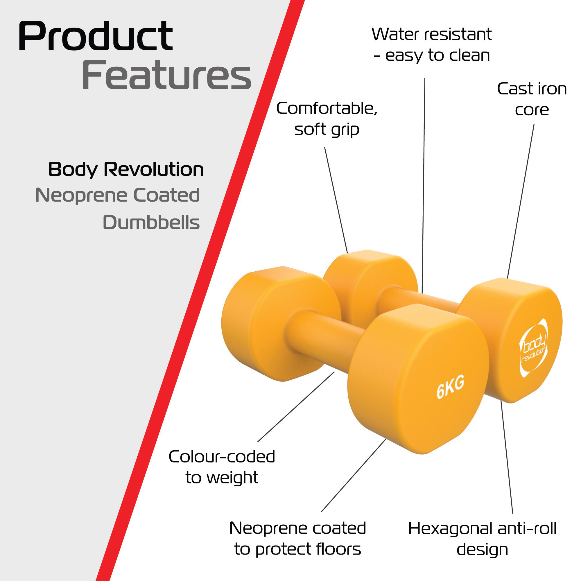 6kg Neoprene Dumbbells - Perfect for Cardio and Strength Training BODY ...