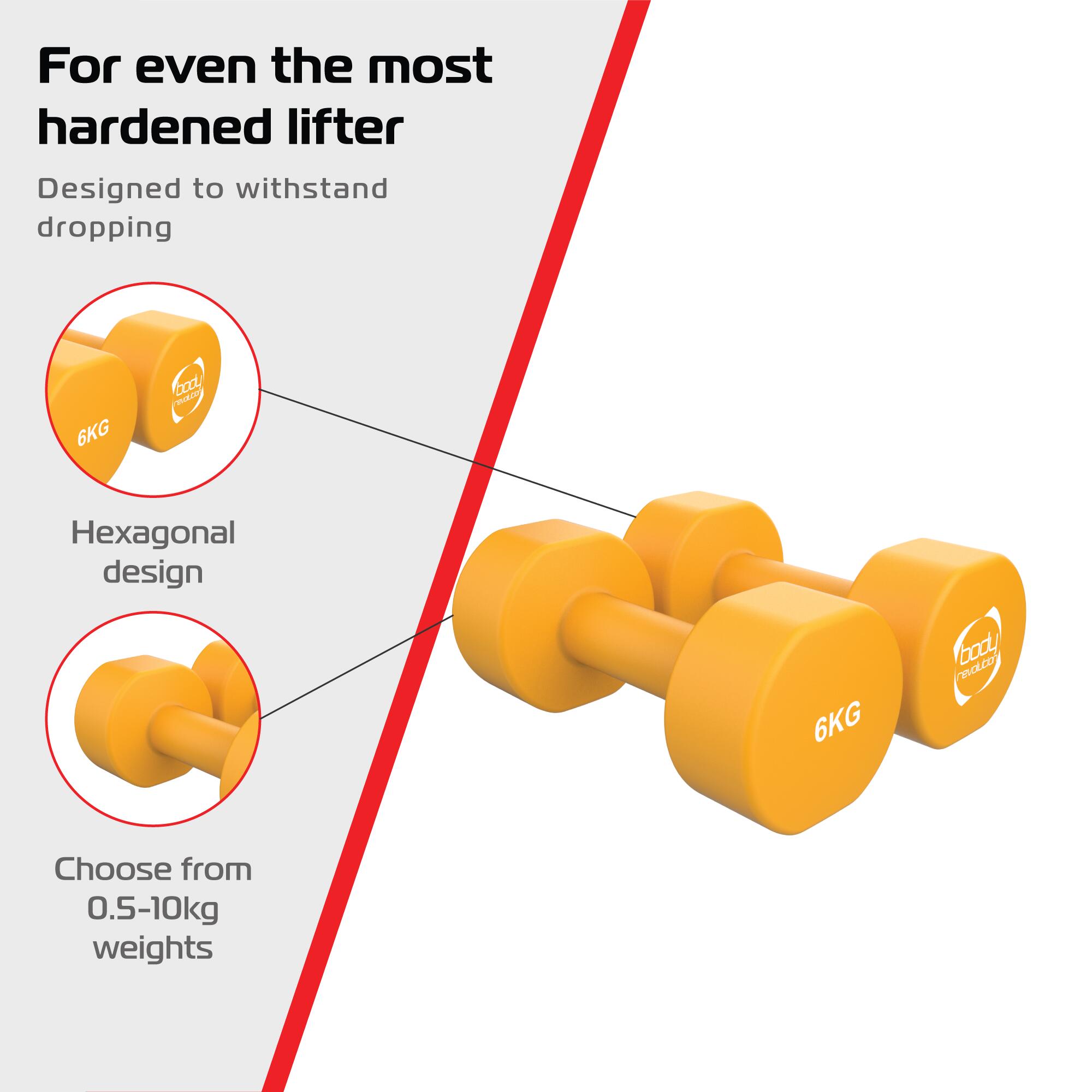 6kg Neoprene Dumbbells - Perfect for Cardio and Strength Training BODY ...