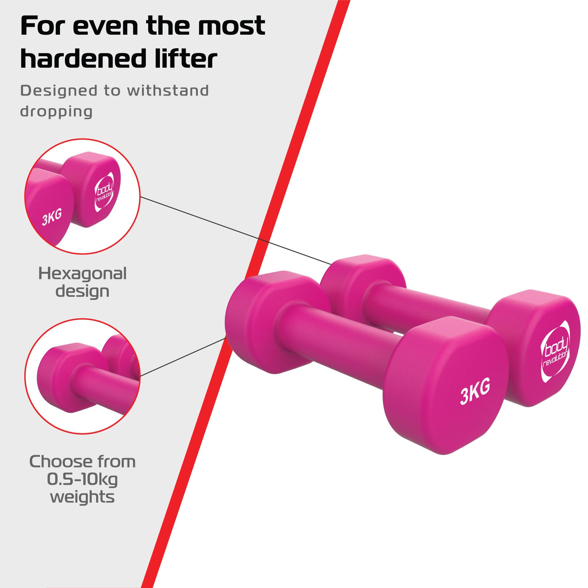 2 x Versatile 3kg Neoprene Dumbbells for Home and Gym Workouts | Decathlon