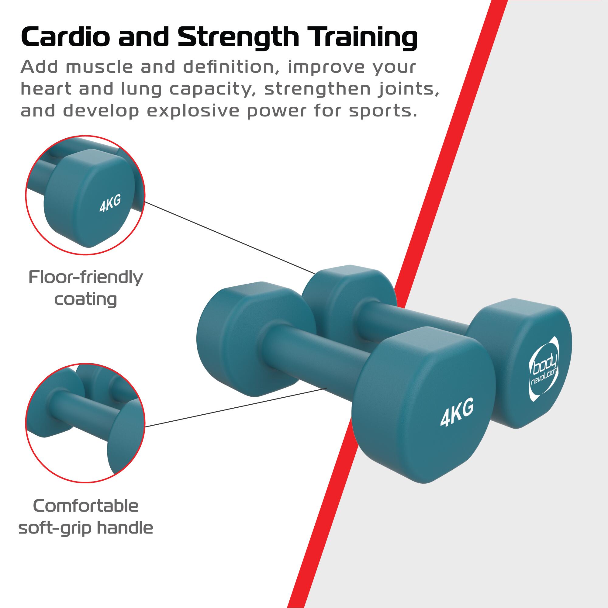 2 x 4kg Neoprene Dumbbells for Home and Gym Workouts | Decathlon