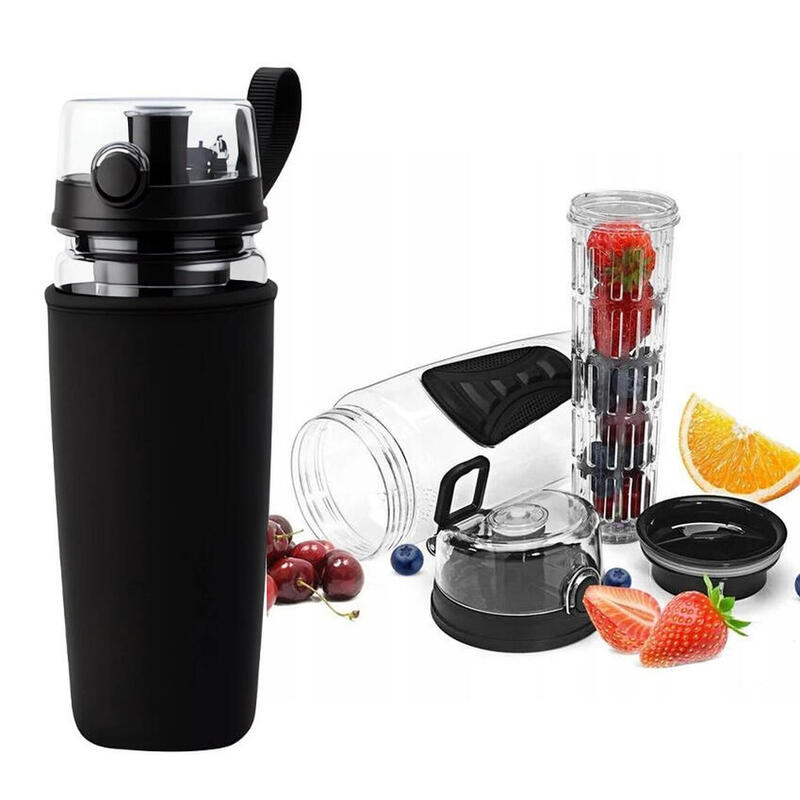 TRIZAND - Sticla apa 1L cu infuzor fructe, husa agatatoare, inchidere ...