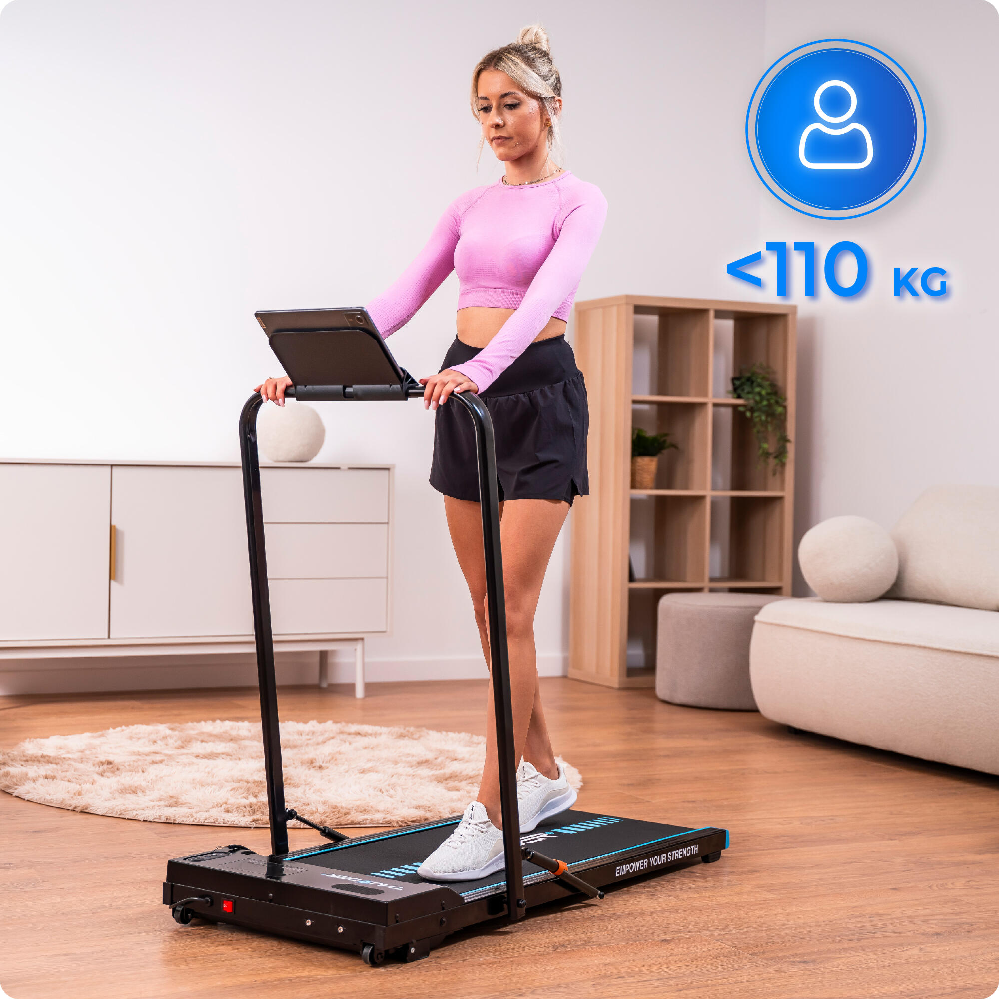 Laufband Thunder VIVA-BLACK 102x40cm 8km/h FitShow LED Bluetooth ...