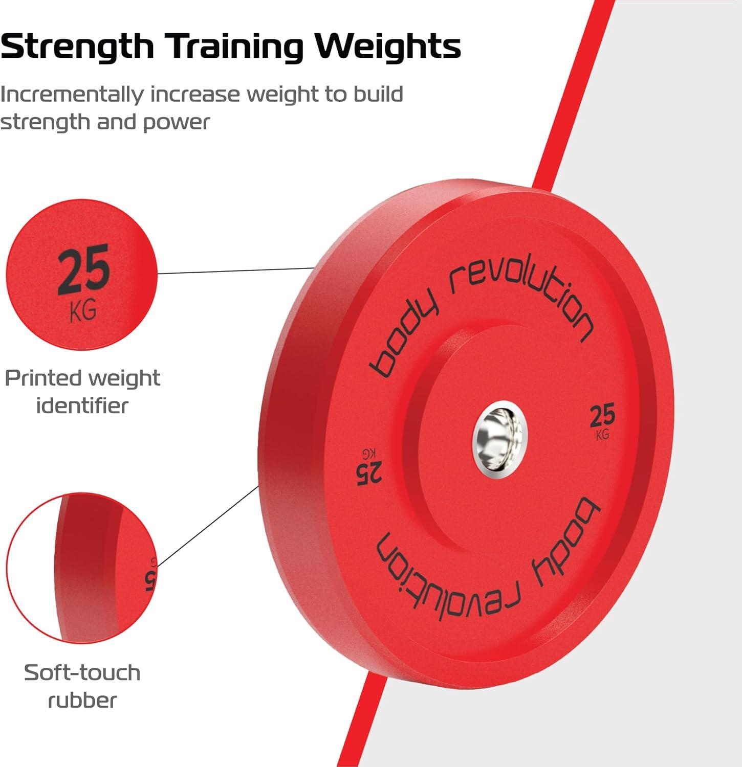 70kg Olympic Bumper Weight Plate Set (2x10kg + 2x25kg) | Decathlon