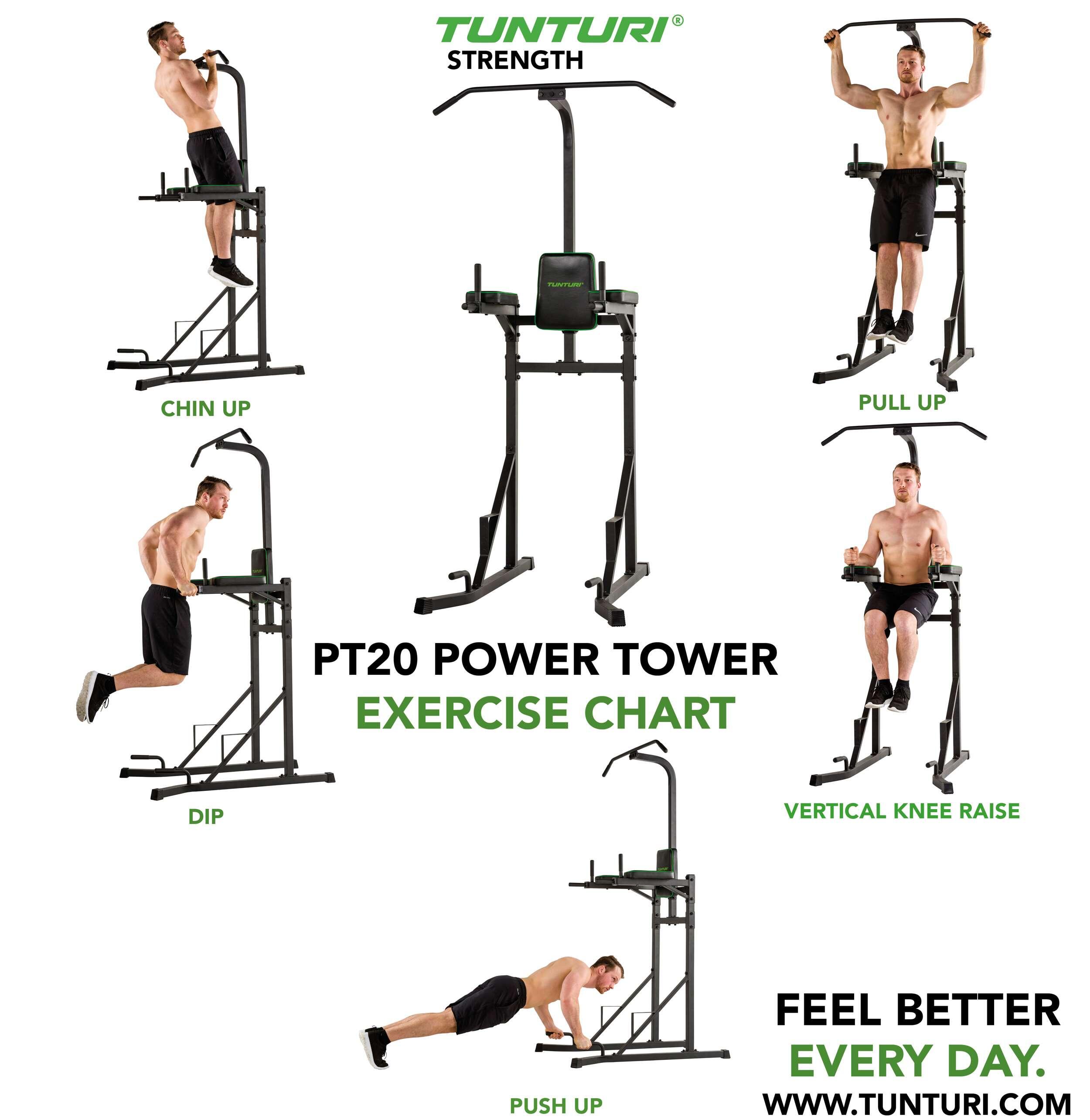 Power Tower PT20 Pull-Up Station Tunturi Steel Black/Green 215 cm ...