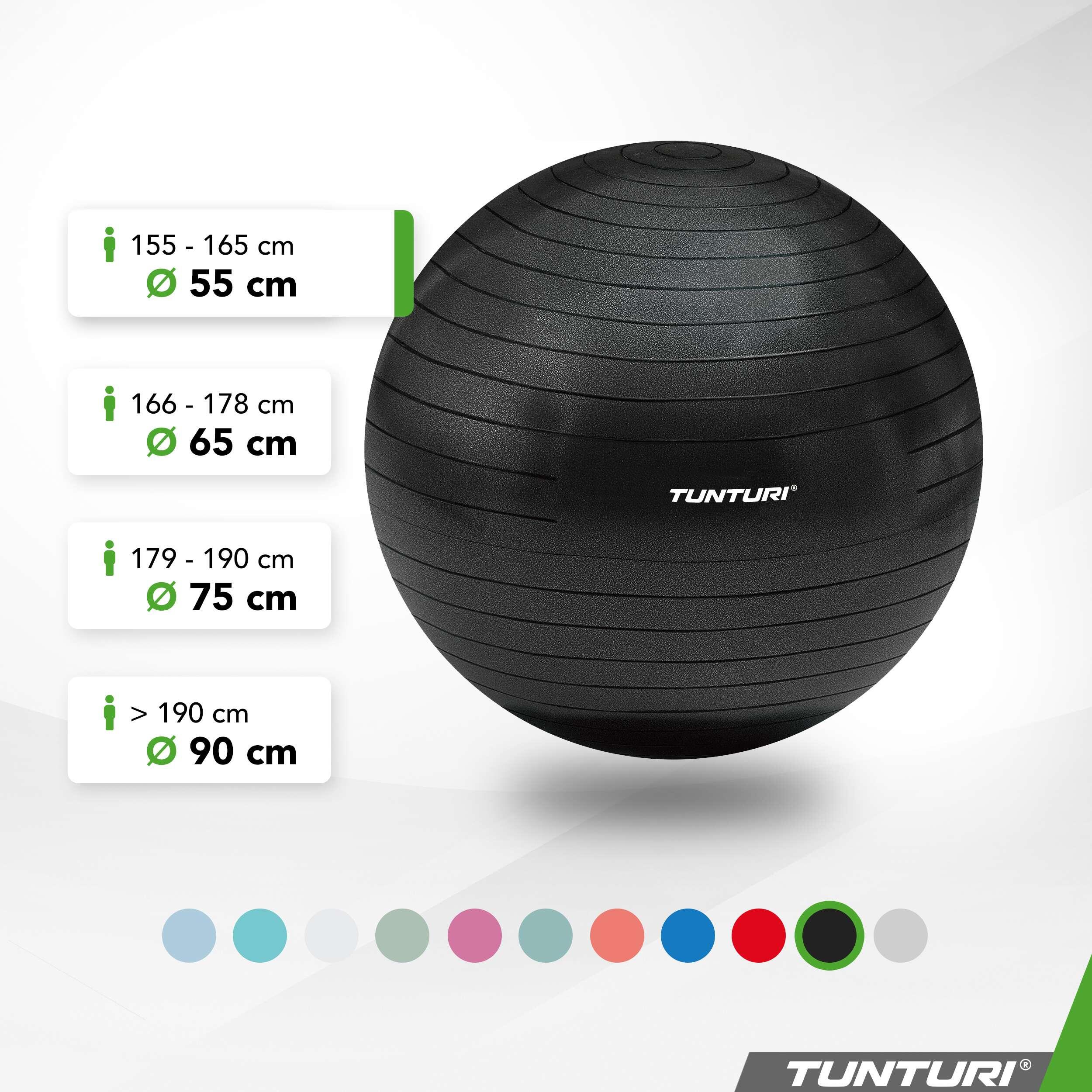 Gymball 55cm, Black, Anti Burst TUNTURI | Decathlon