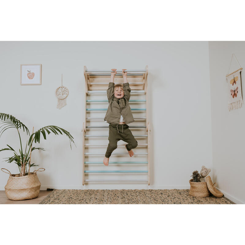 Ensemble de mur suédois et Triangle de grimpe 2-en-1 avec planche d ...