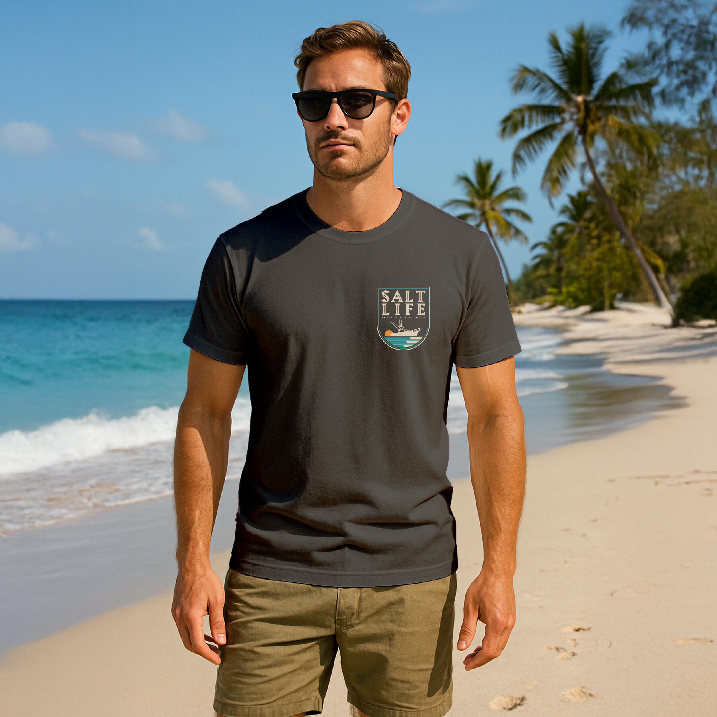 Salt Life Dawn Departure T-Shirt - Charcoal SALT LIFE | Decathlon
