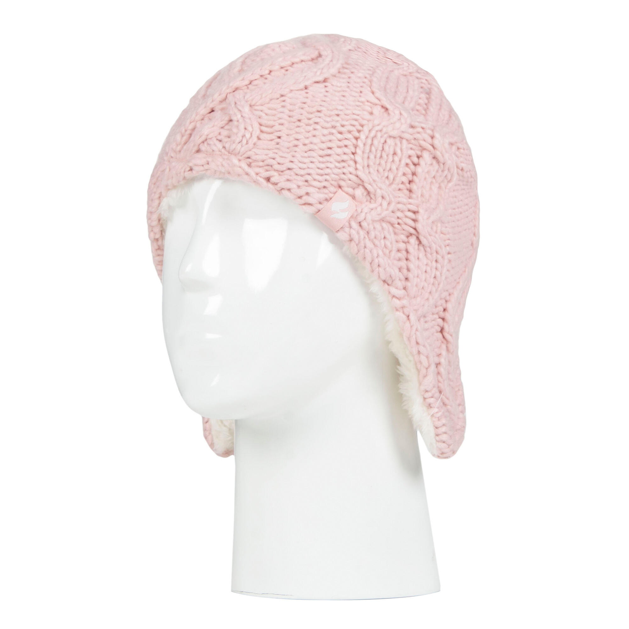 Girls Cable Knitted Design Trapper Hat & Mittens Set HEAT HOLDERS ...