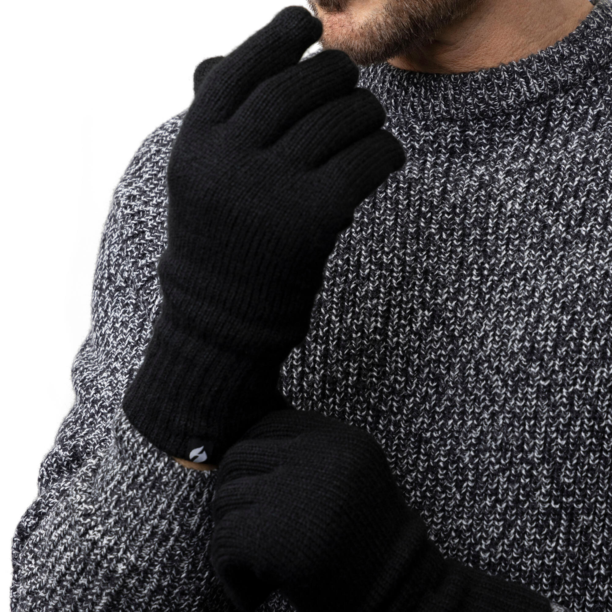 Mens Knitted Beanie Hat Scarf Gloves Set for Cold Weather HEAT HOLDERS ...