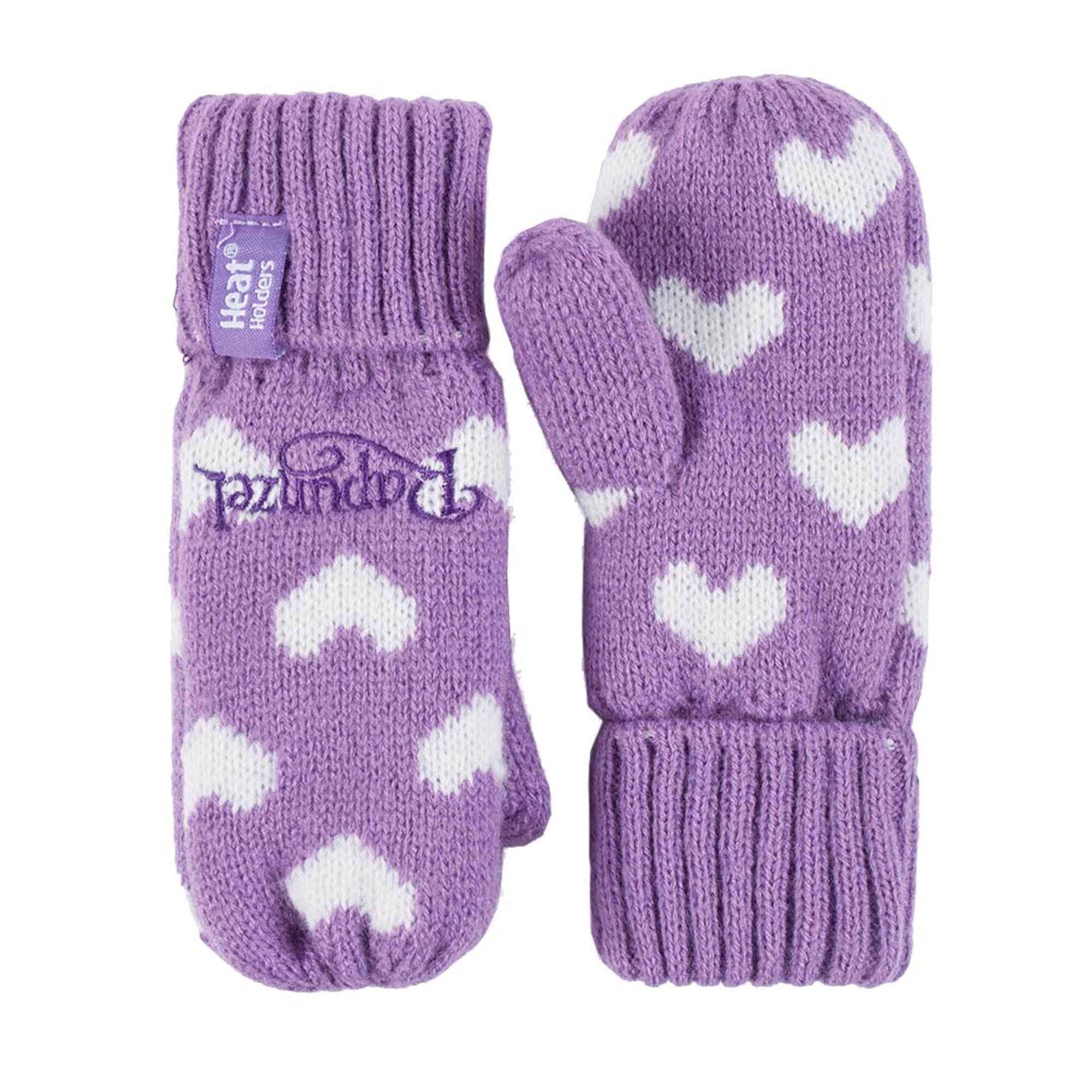 Girls Winter Warm Disney Princess Thermal Pom Pom Bobble Hat & Mittens ...