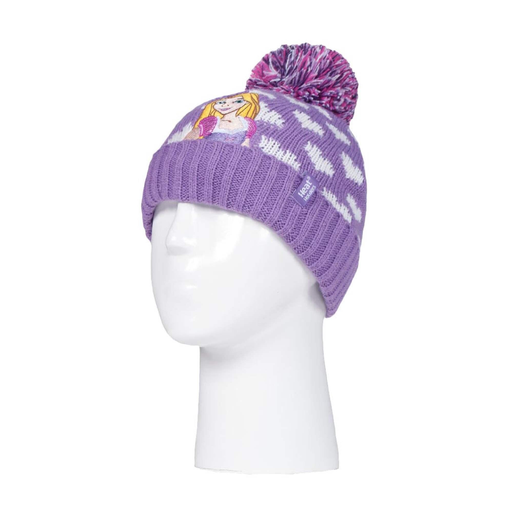 Girls Winter Warm Disney Princess Thermal Pom Pom Bobble Hat & Mittens ...