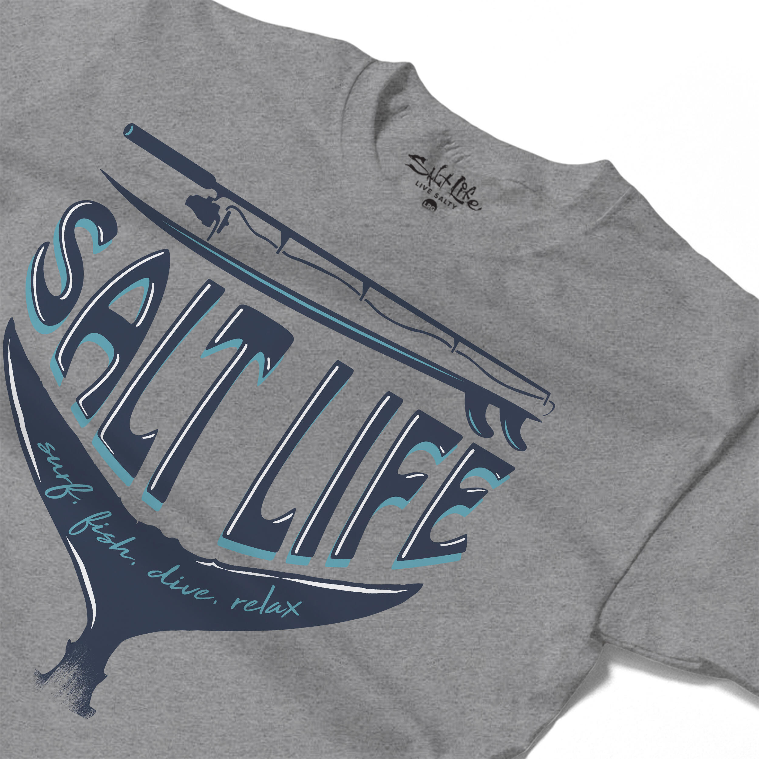 Salt Life Reel Wicked Mens T-Shirt - Heather Grey | Decathlon