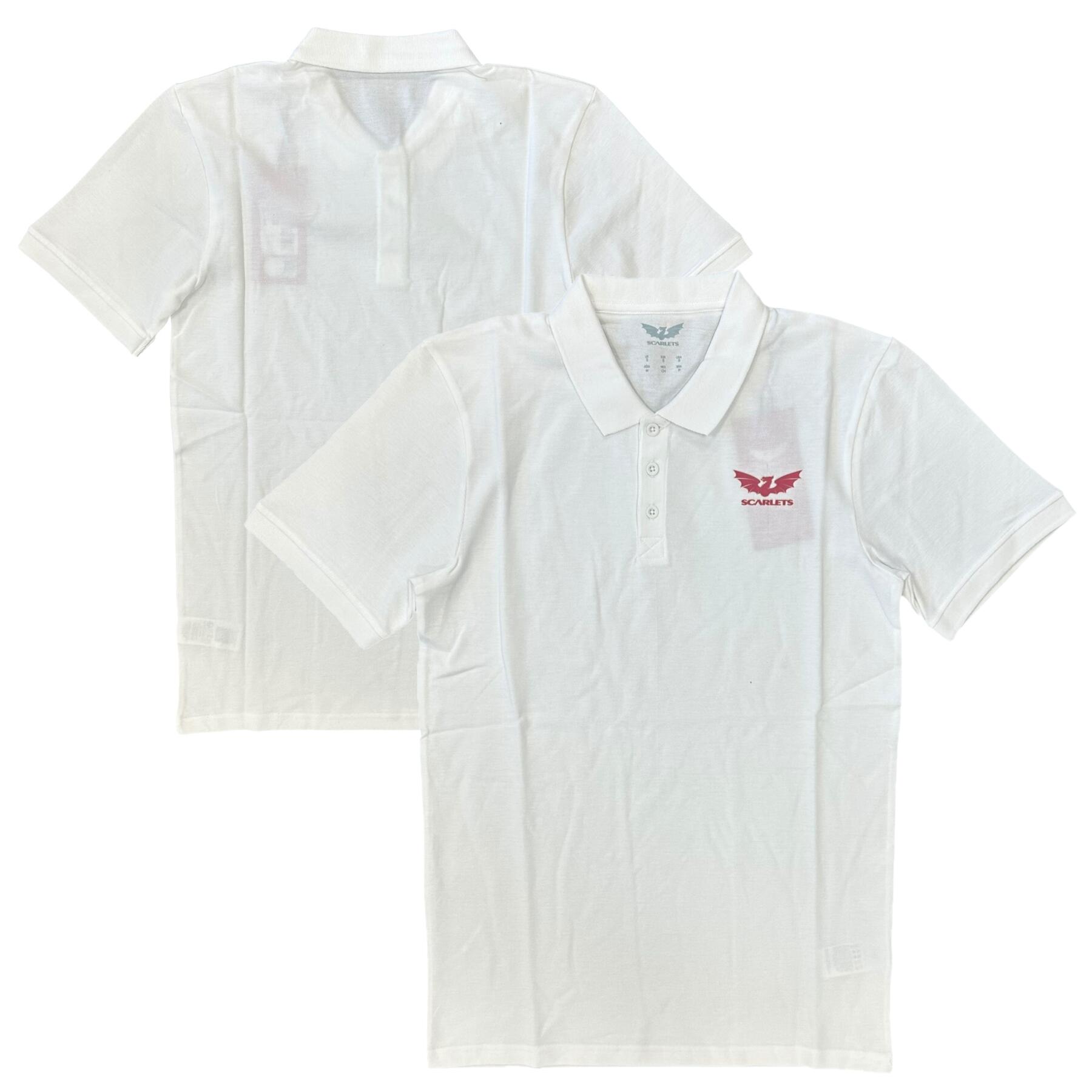 Scarlets Rugby Men's Polo Castore White Core Polo Shirt Training Logo ...