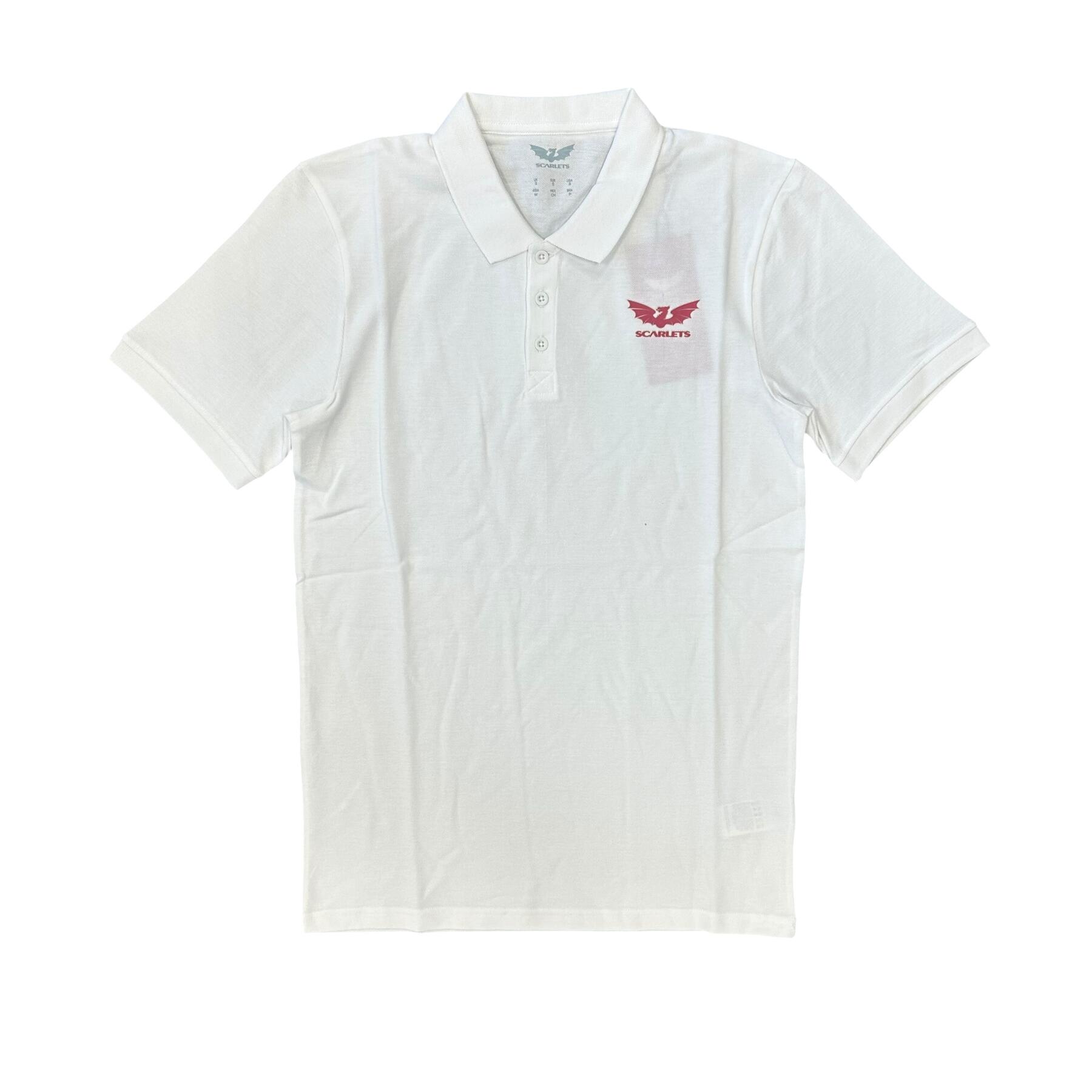 Scarlets Rugby Men's Polo Castore White Core Polo Shirt Training Logo ...