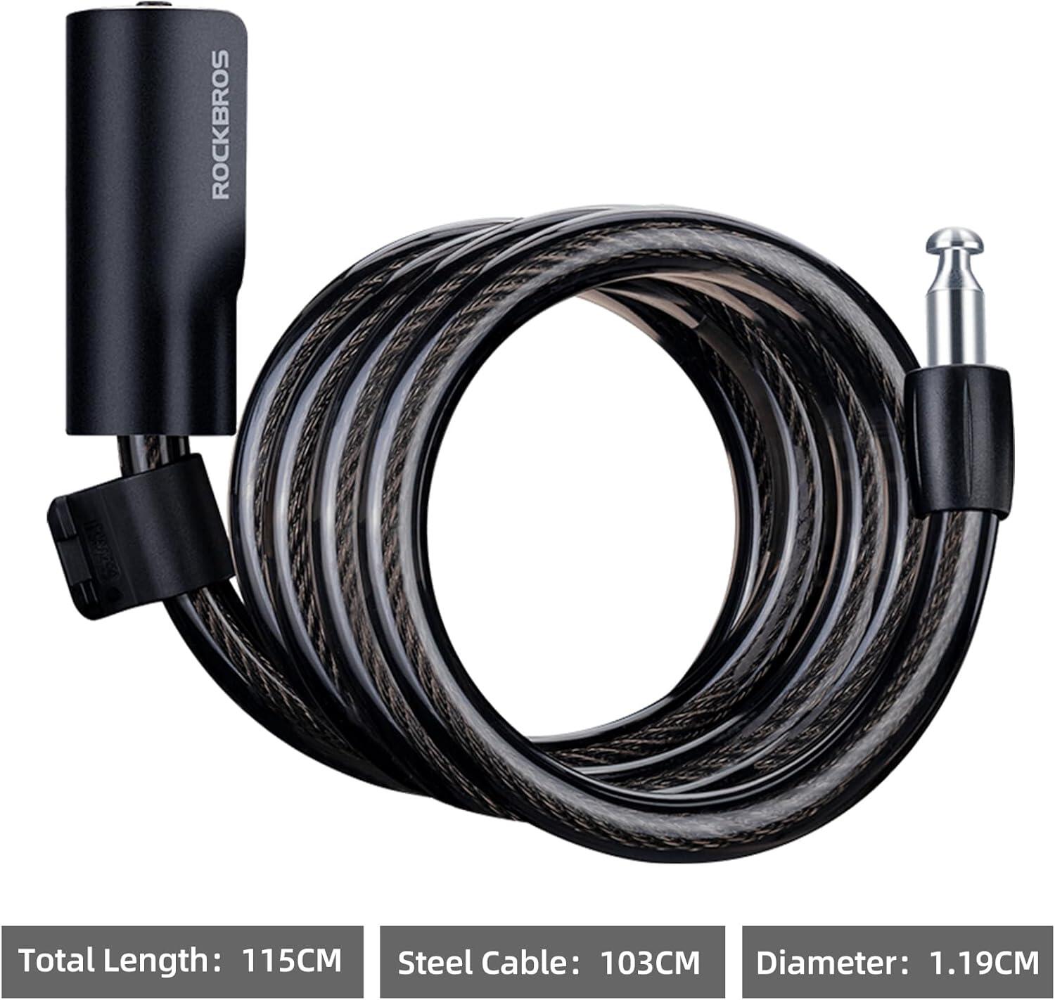 Bike Cable Lock with Keys and Mount ROCKBROS | Decathlon