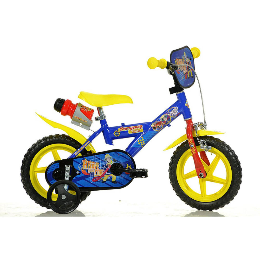 Dino Fireman Sam Blue Boys Bike with Drinks Bottle DINO BIKES | Decathlon