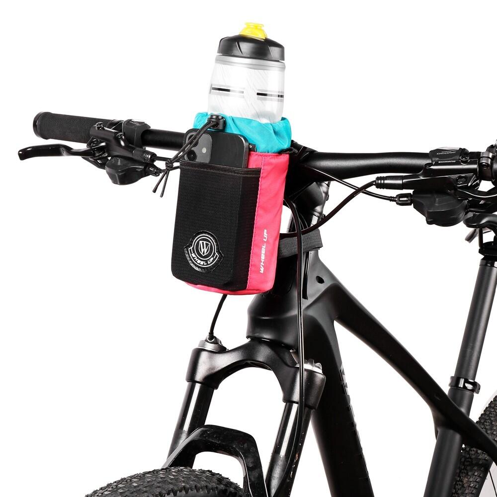 Bike Handlebar Bag with Water Bottle Holder, Shoulder Strap and Velcro ...