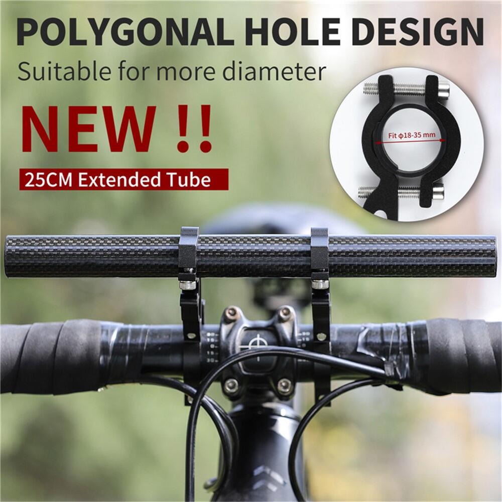 Carbon fiber bicycle handlebar extension with double clamp for light ...