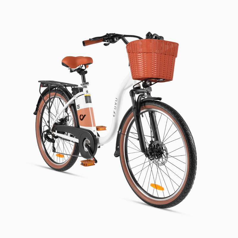 DYU - Bicicletă electrică DYU C6 Pro cu coș frontal, 250W, baterie 36V 15.6Ah | Decathlon
