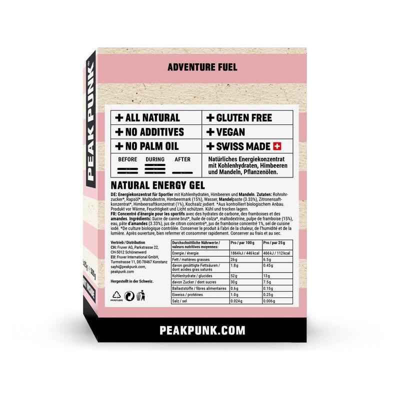 Natural Energy Gel - Raspberry Almond 12x25g | PEAK PUNK | Decathlon.ch