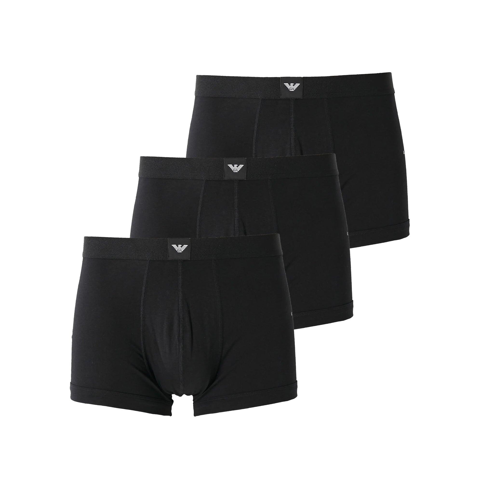 Stretch Cotton Logo 3 Pack Trunks Black/Black/Black | Decathlon
