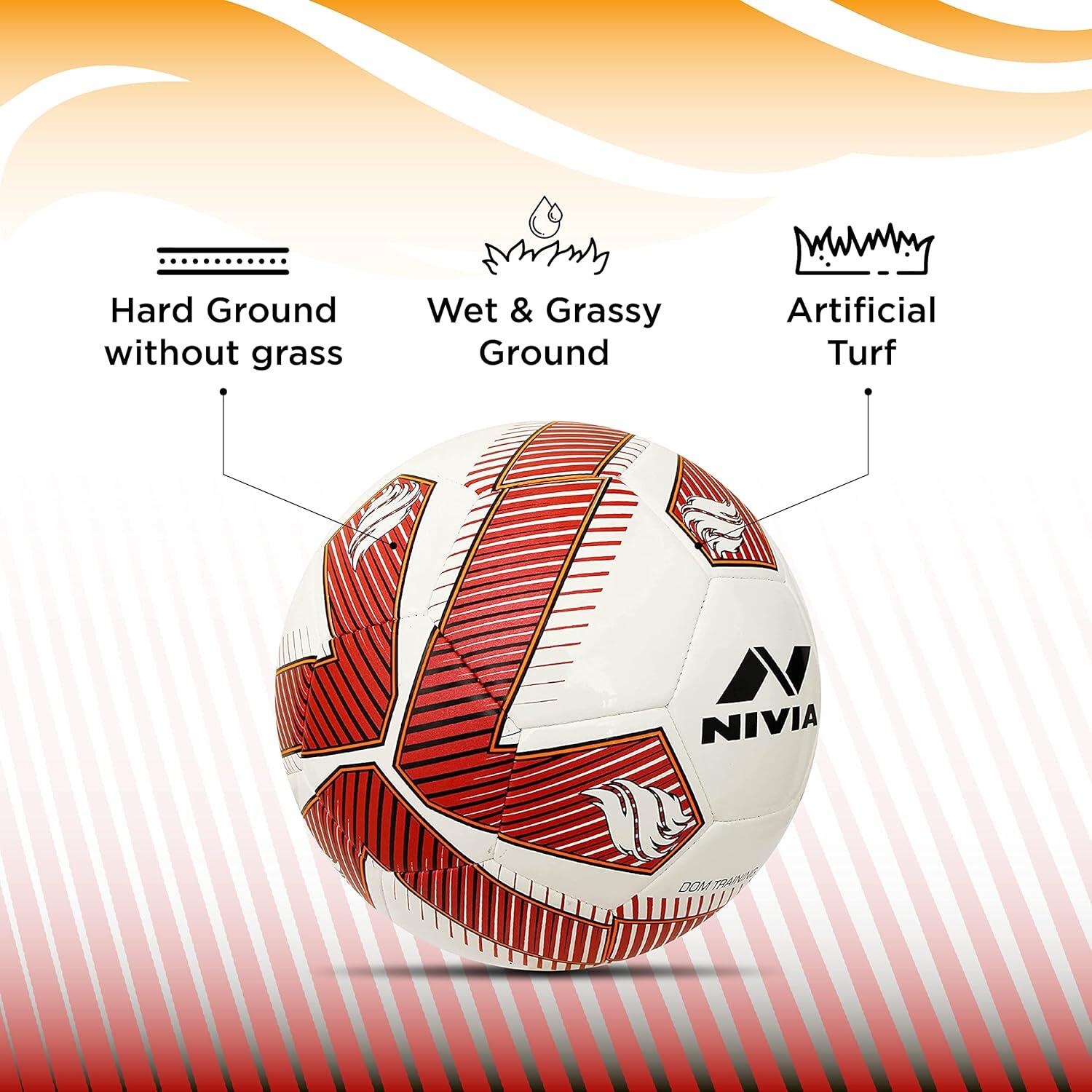 Nivia DOM06 Training PU Football – White, Size 5, 32 Panel, Machine ...