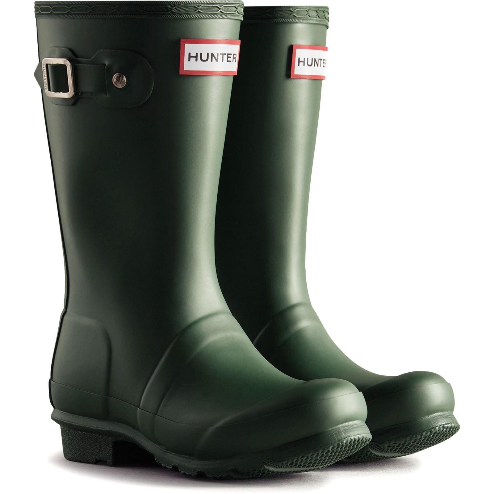 Hunter Junior Originals Rubber Unisex Kids's Hunter Green Wellington ...