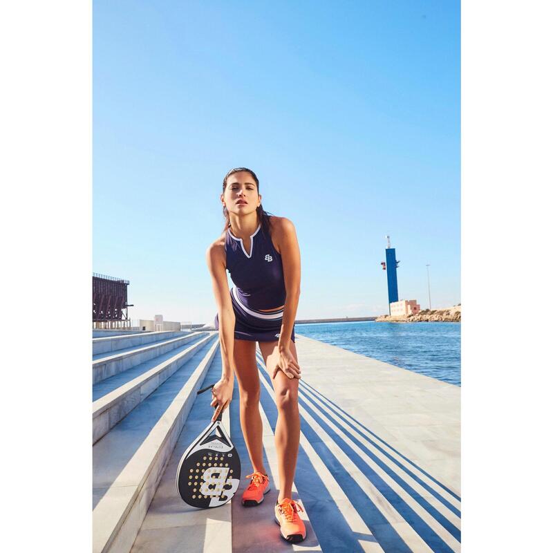 T-shirt de padel et de tennis respirant pour femme Media Rhea Navy Blue ...