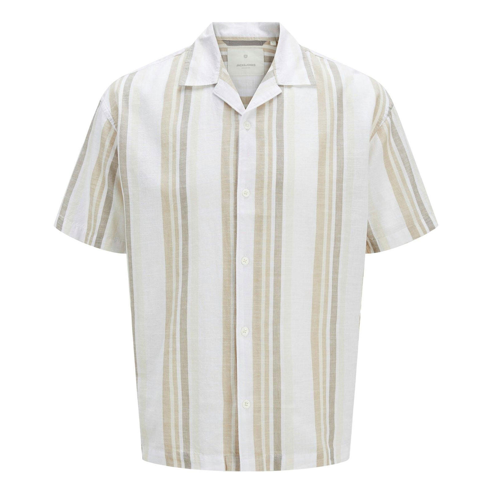 Jack & Jones Men's Short-Sleeve Striped Twill Shirt, White | Decathlon