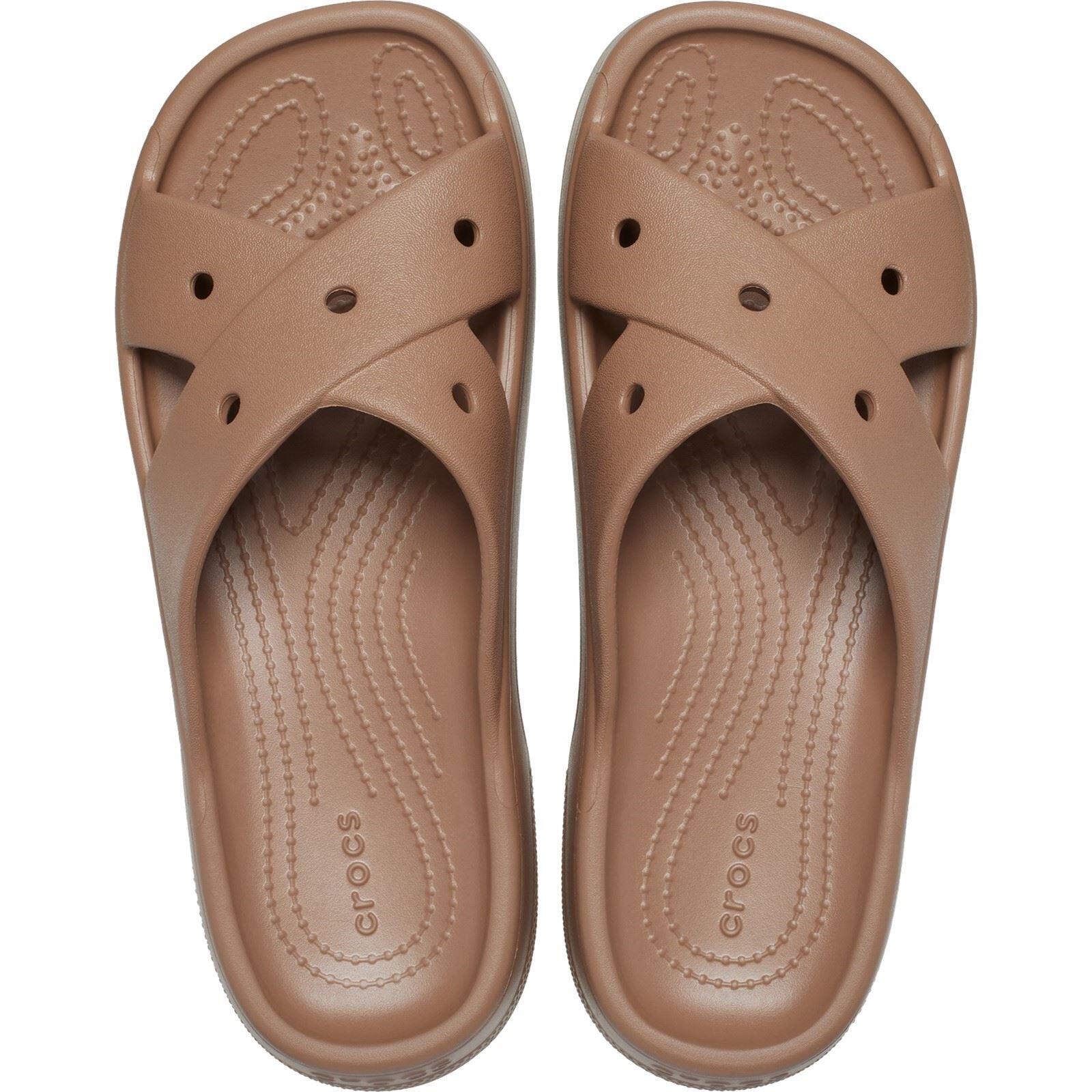 Crocs Classic Cross Strap Thermoplastic Women's Milk Chocolate Sandals ...