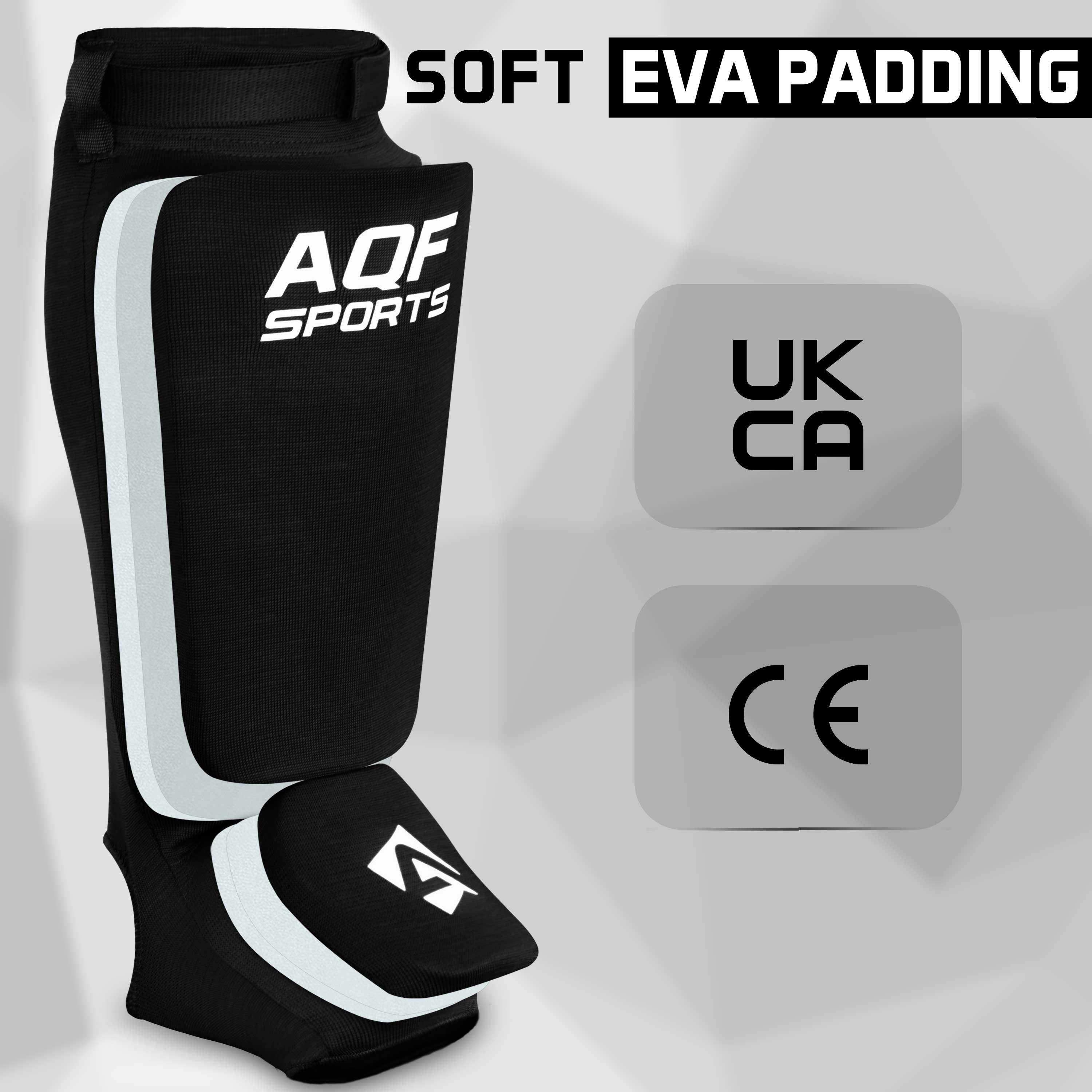 AQF Shin Guards Pads EVA Padded MMA Leg & Foot Protection CE UKCA SATRA ...