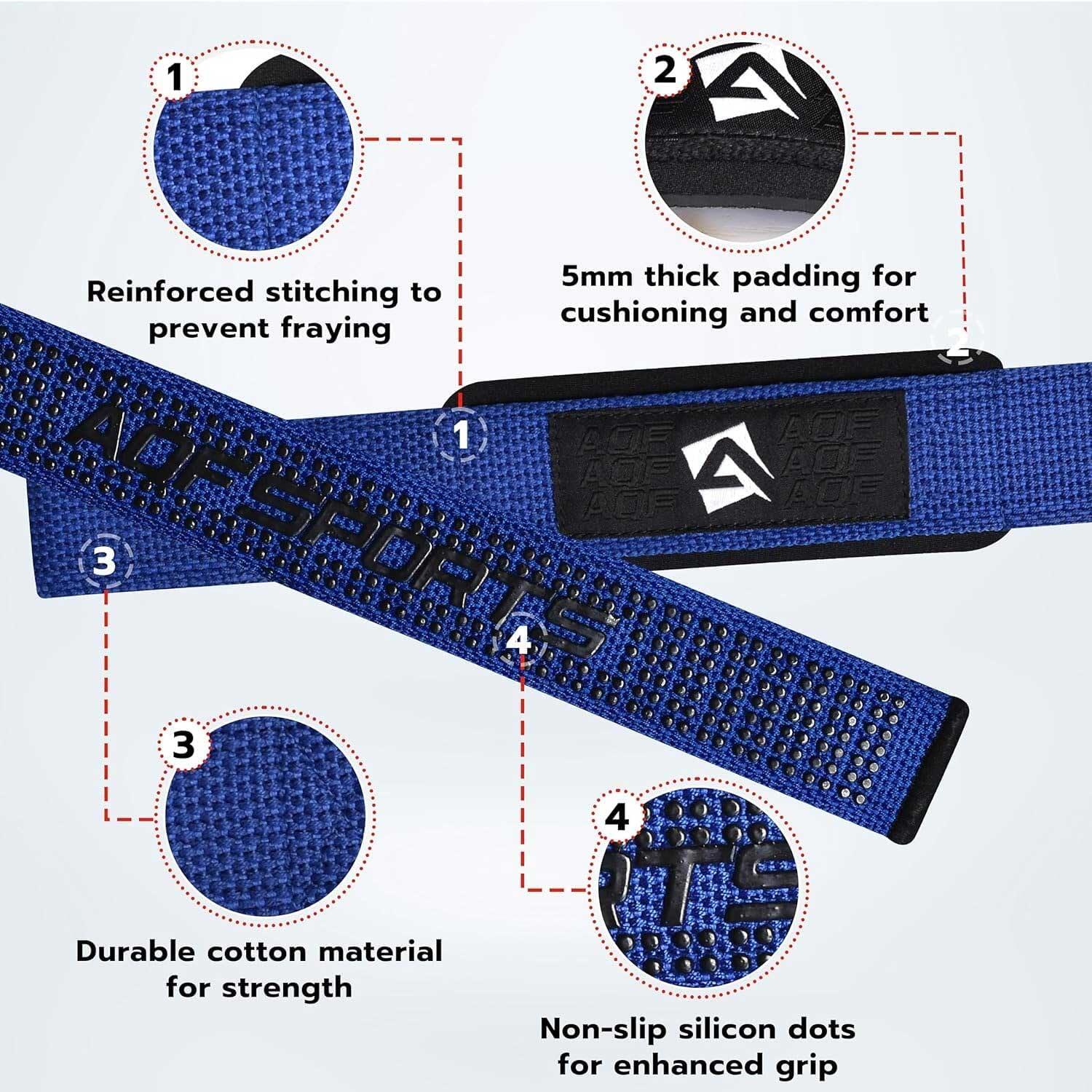 AQF Weight Lifting Straps Cotton Gym Straps with Gel Grip for ...