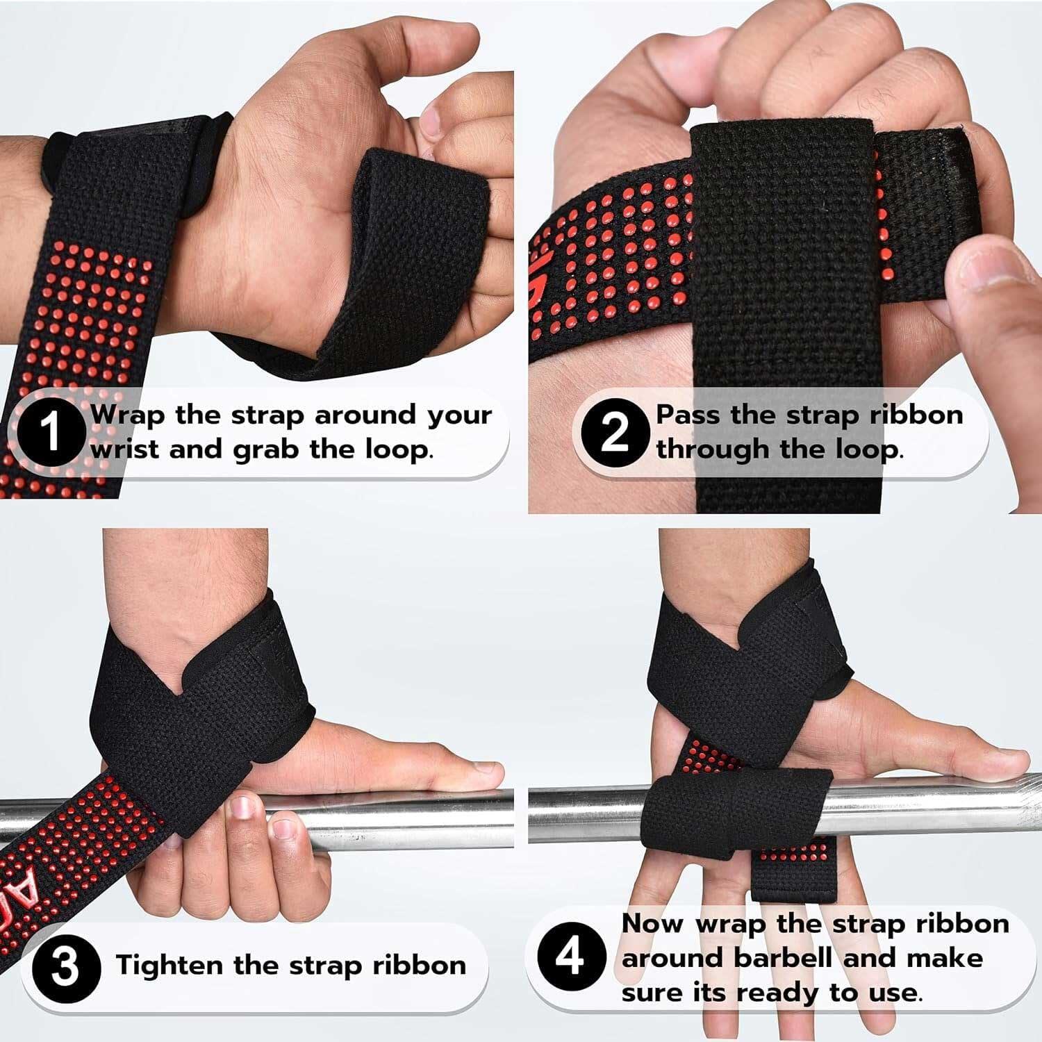 AQF Weight Lifting Straps Cotton Gym Straps with Gel Grip for ...