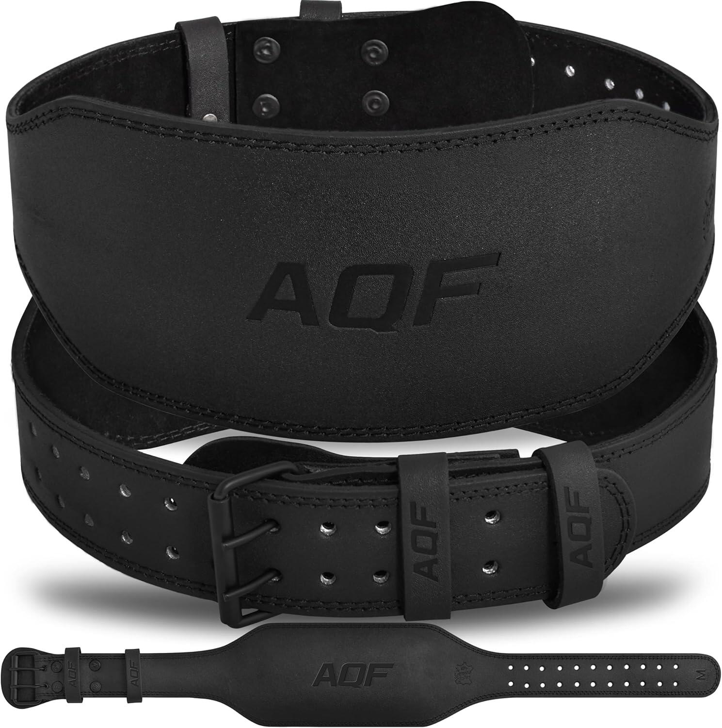 AQF Leather Weightlifting Belt 6" Padded Lumbar Lifting Support for Gym ...