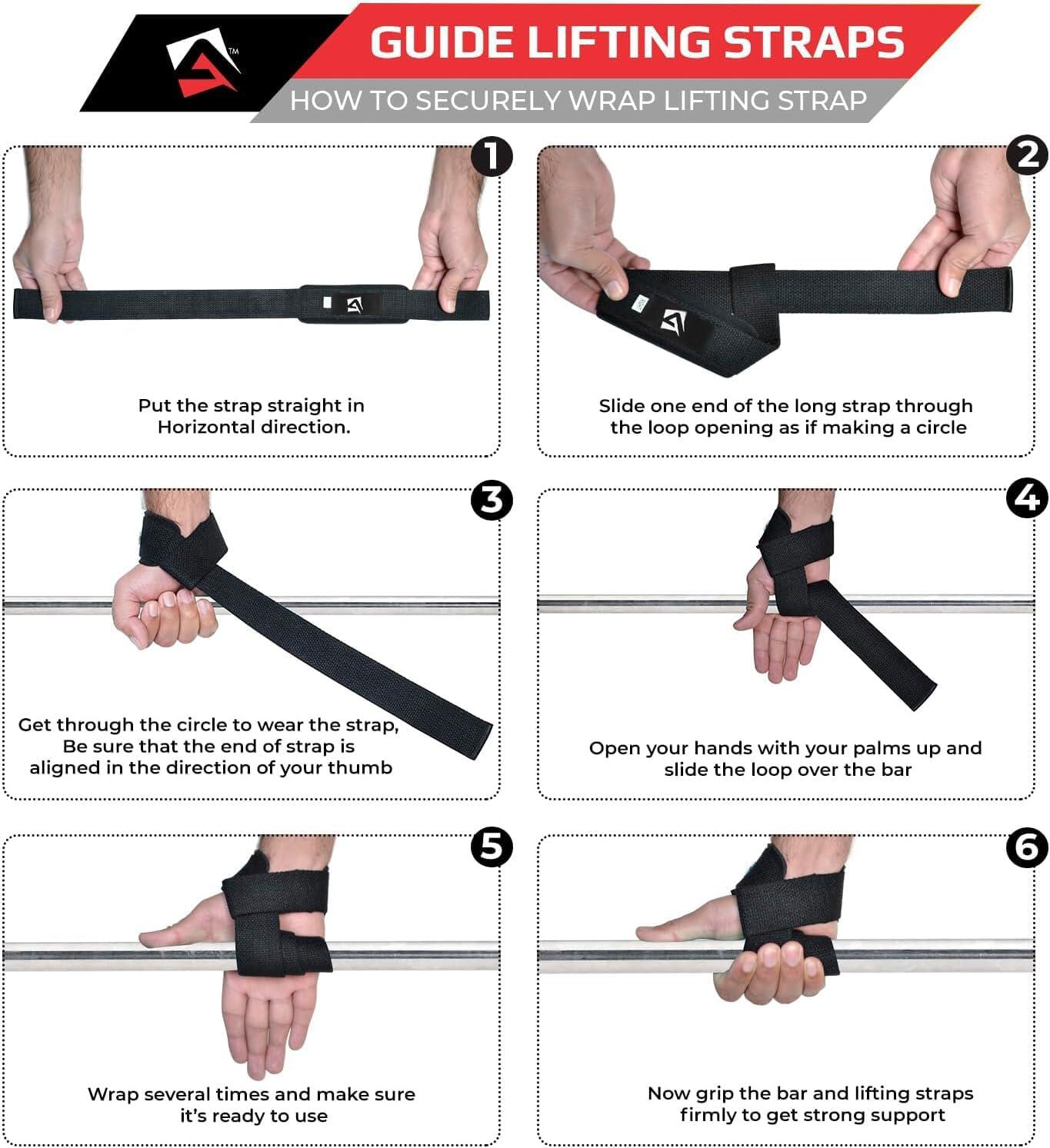 AQF Weight Lifting Straps Cotton Gym Wrist Straps with Neoprene Padding ...