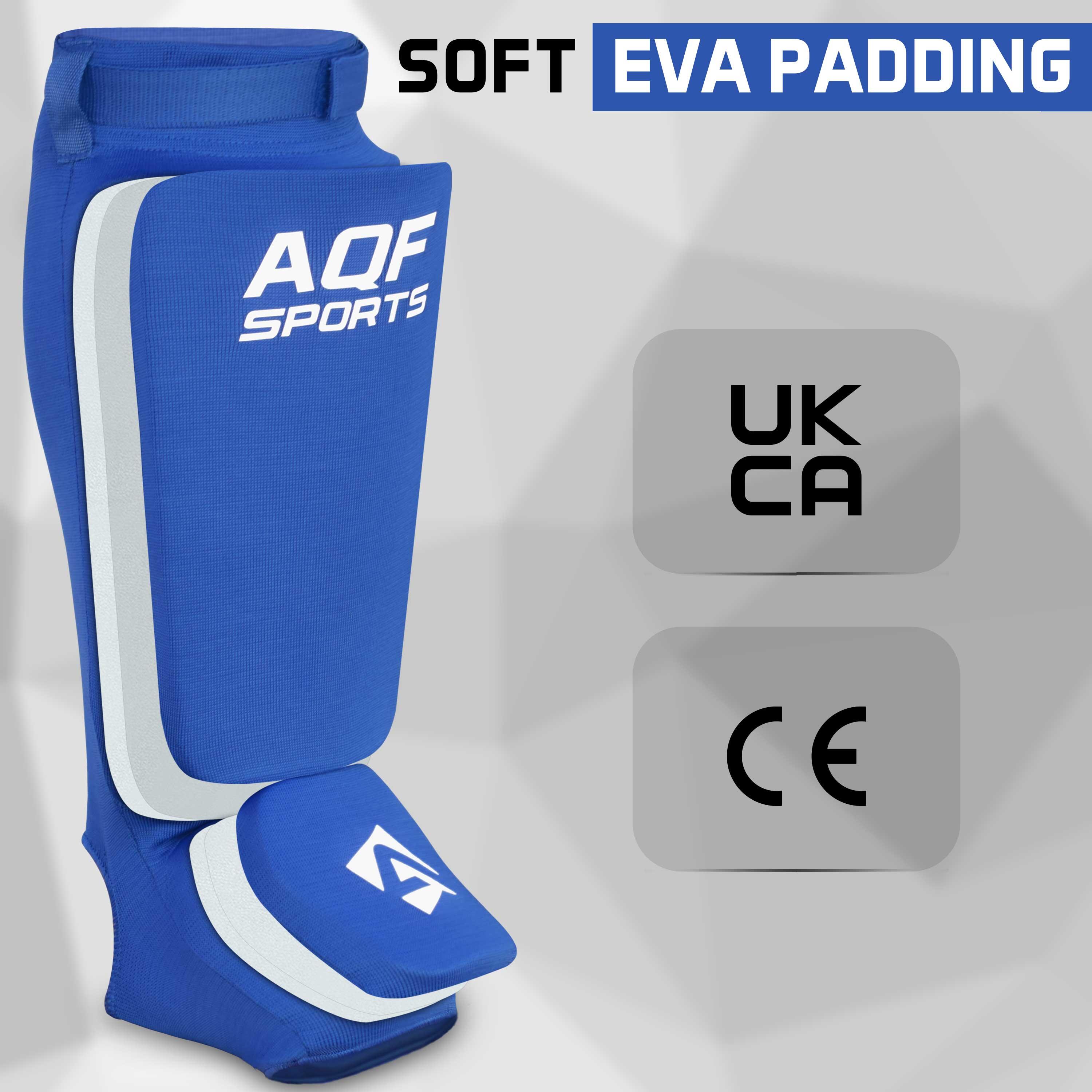 AQF Shin Guards Pads EVA Padded MMA Leg & Foot Protection CE UKCA SATRA ...