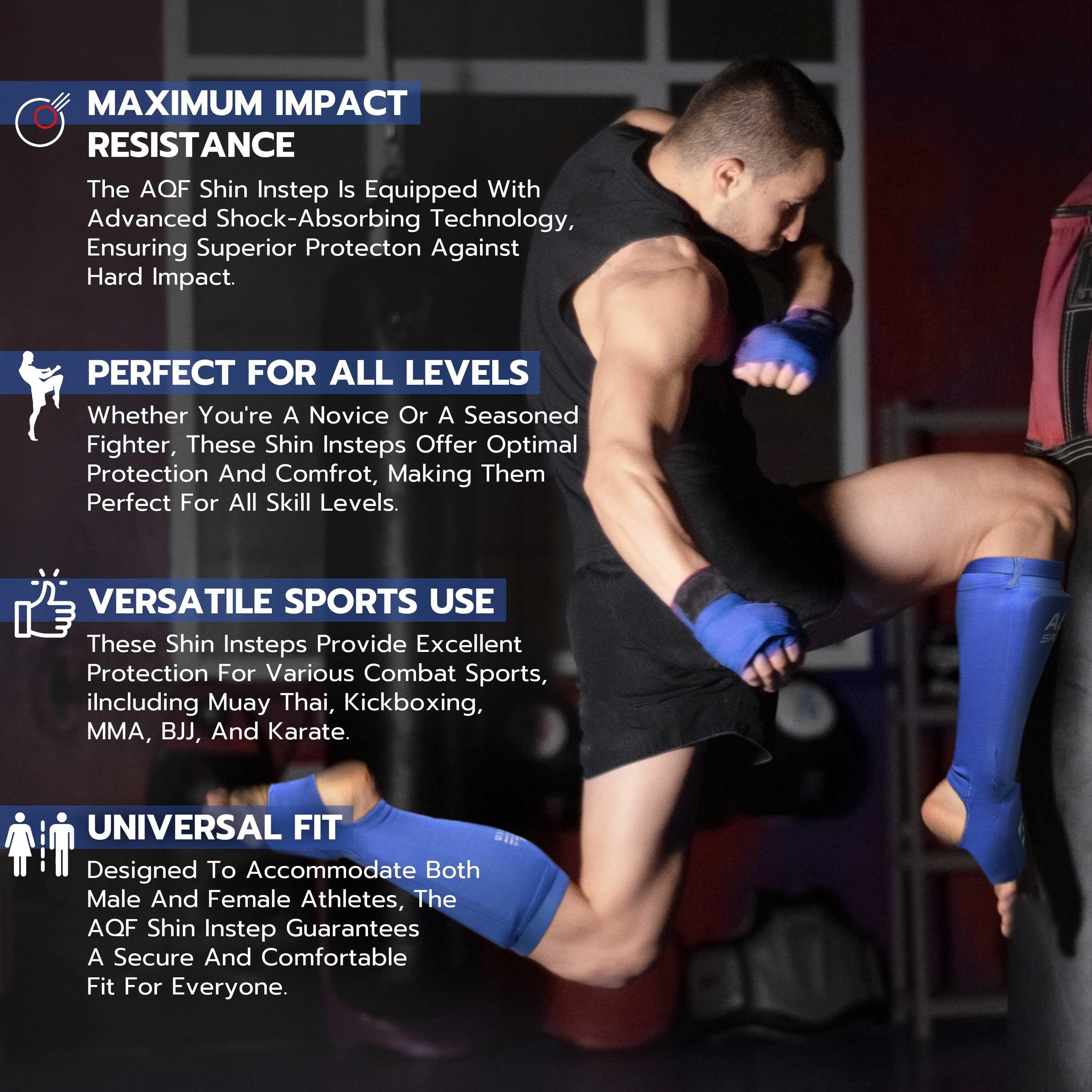 AQF Shin Guards Pads EVA Padded MMA Leg & Foot Protection CE UKCA SATRA ...