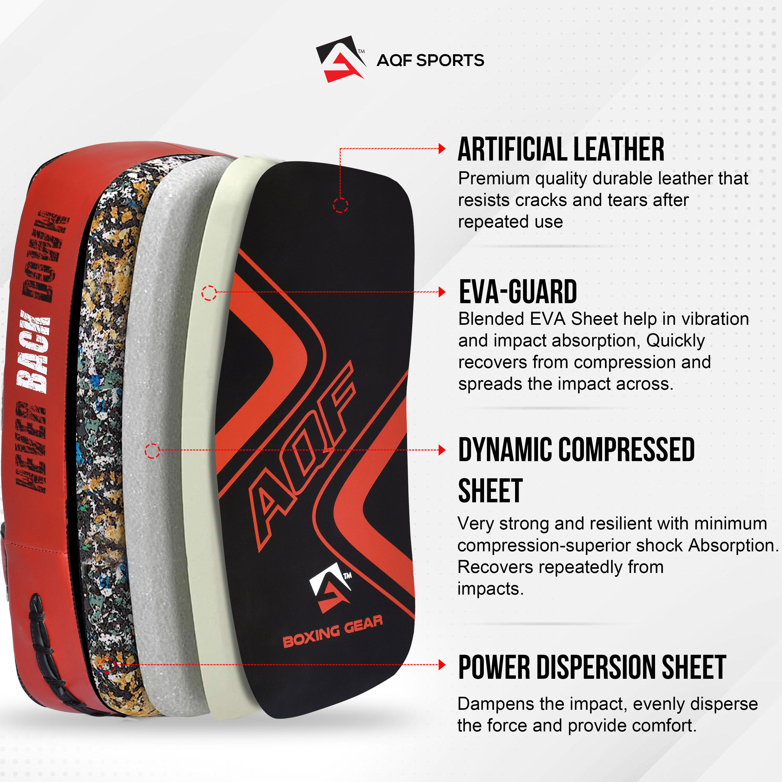 AQF Muay Thai Pad Kick Boxing Curved MMA Focus Punch Training (One Pad ...