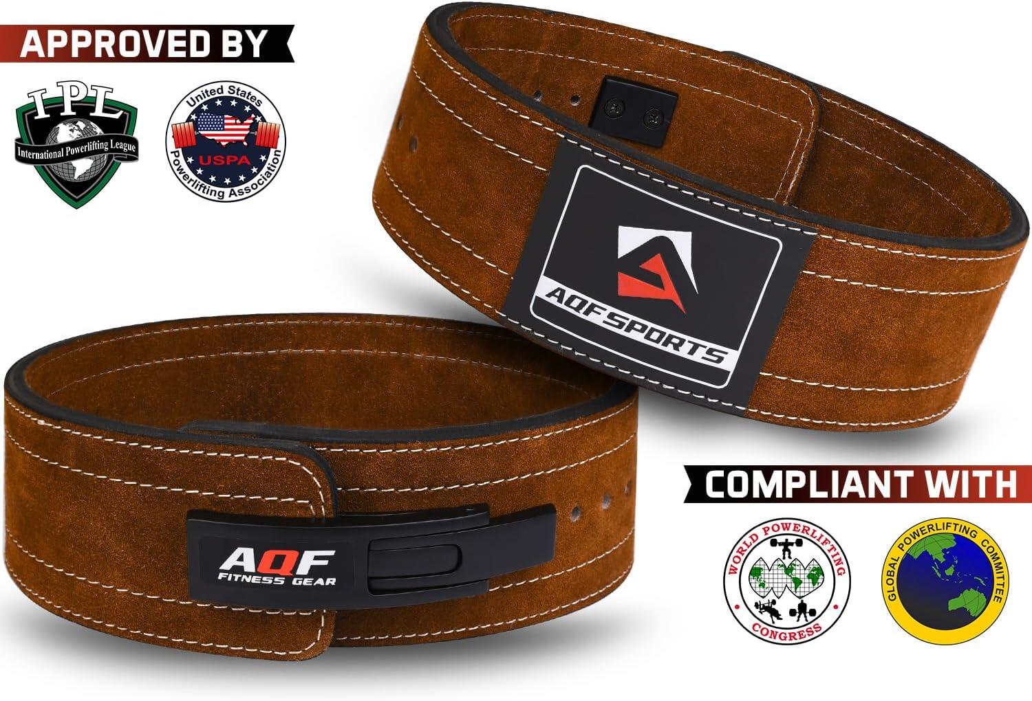 AQF 4" Weight Lifting Belt, 10mm Leather Lever Buckle Back Support for ...